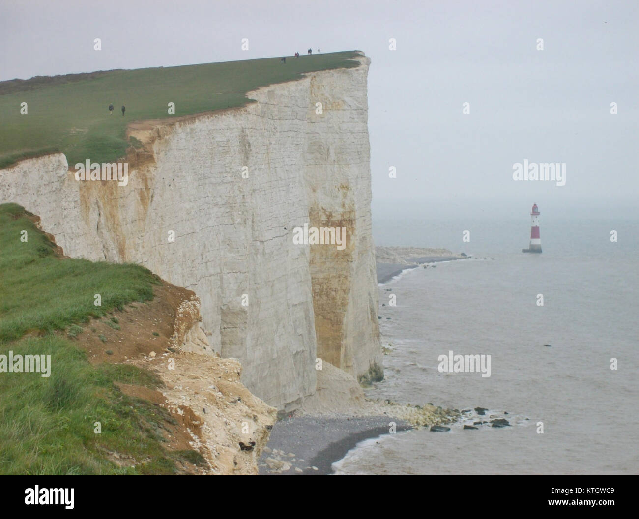 A misty afternoon at Beachy Head, a famous cliff located on the ...