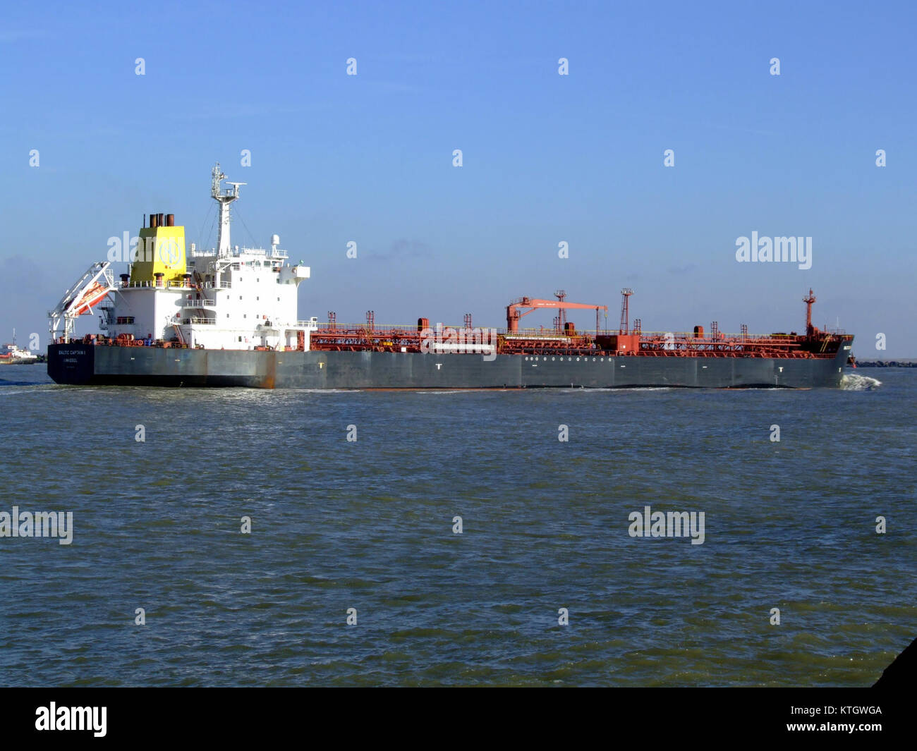 The Baltic Captain I, a cargo vessel, approaches the Port of Rotterdam ...