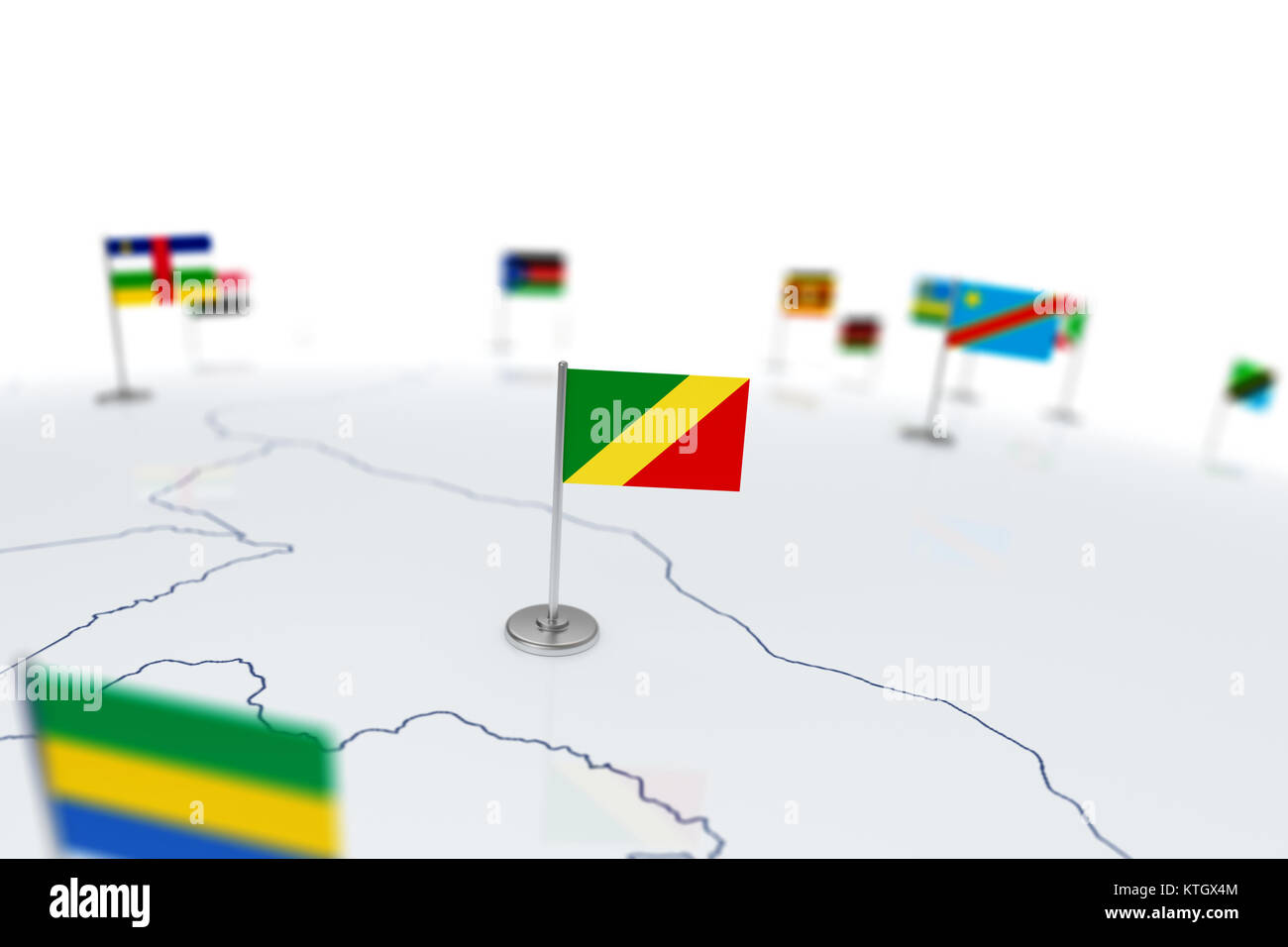 Republic of the Congo flag. Country flag with chrome flagpole on the ...