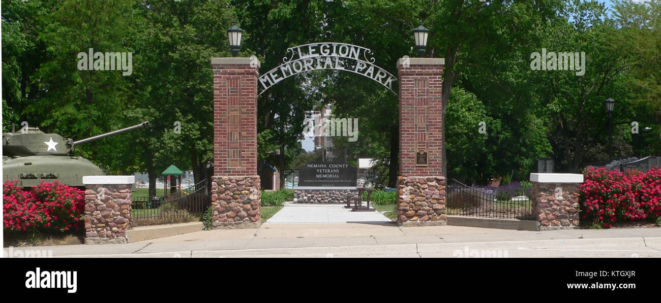 The entrance gate to Legion Park in Auburn, Nebraska, is an iconic ...