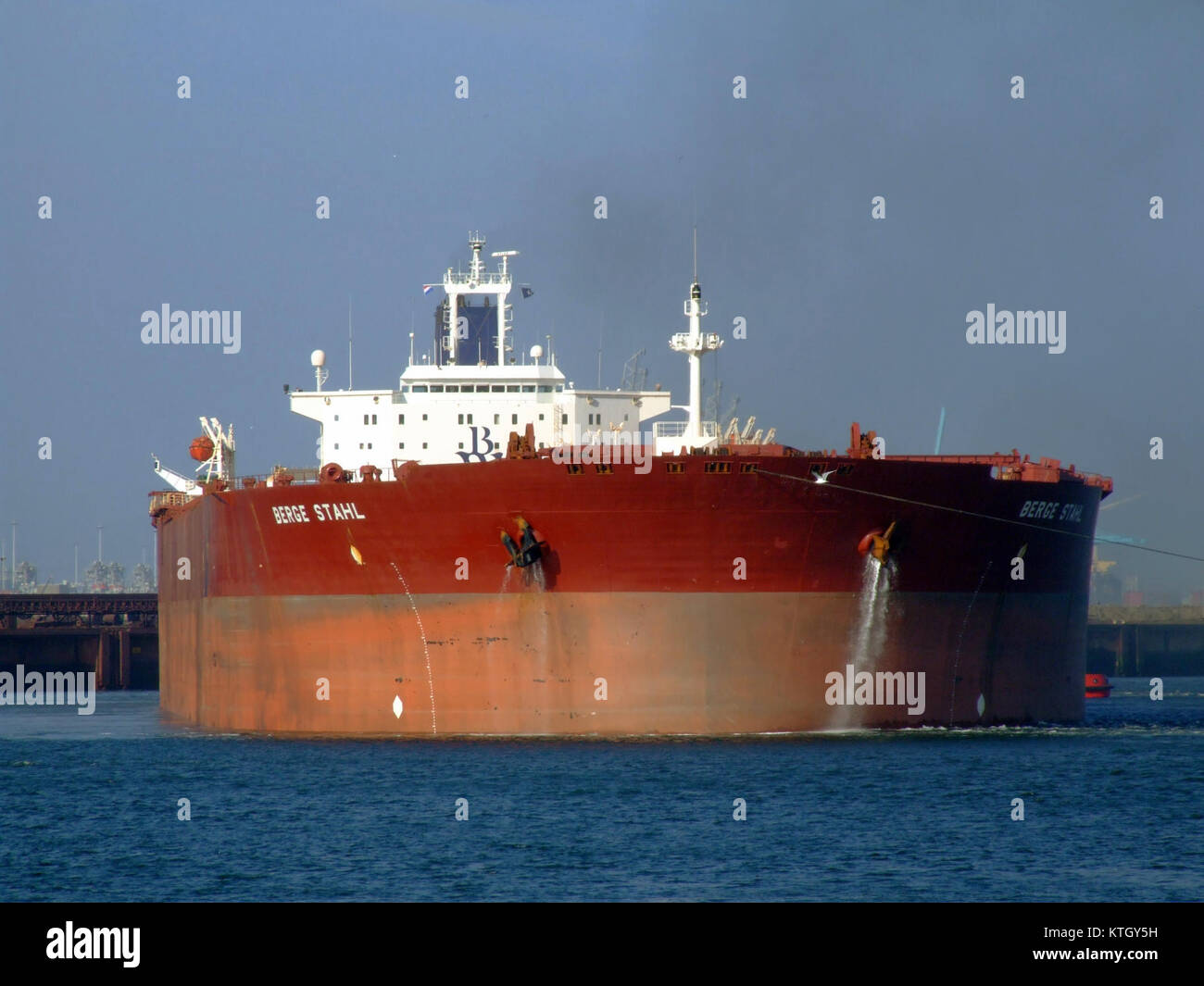 This image shows the Berge Stahl vessel at the Port of Rotterdam on ...
