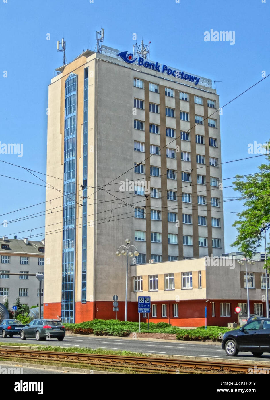 This image shows the Bank Pocztowy in Bydgoszcz, Poland, a historical ...