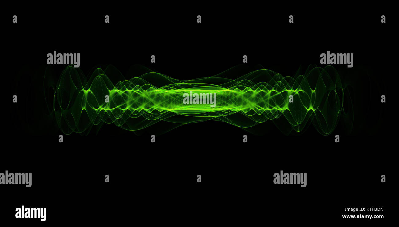 Plasma or high energy force concept. Green glowing energy waves ...