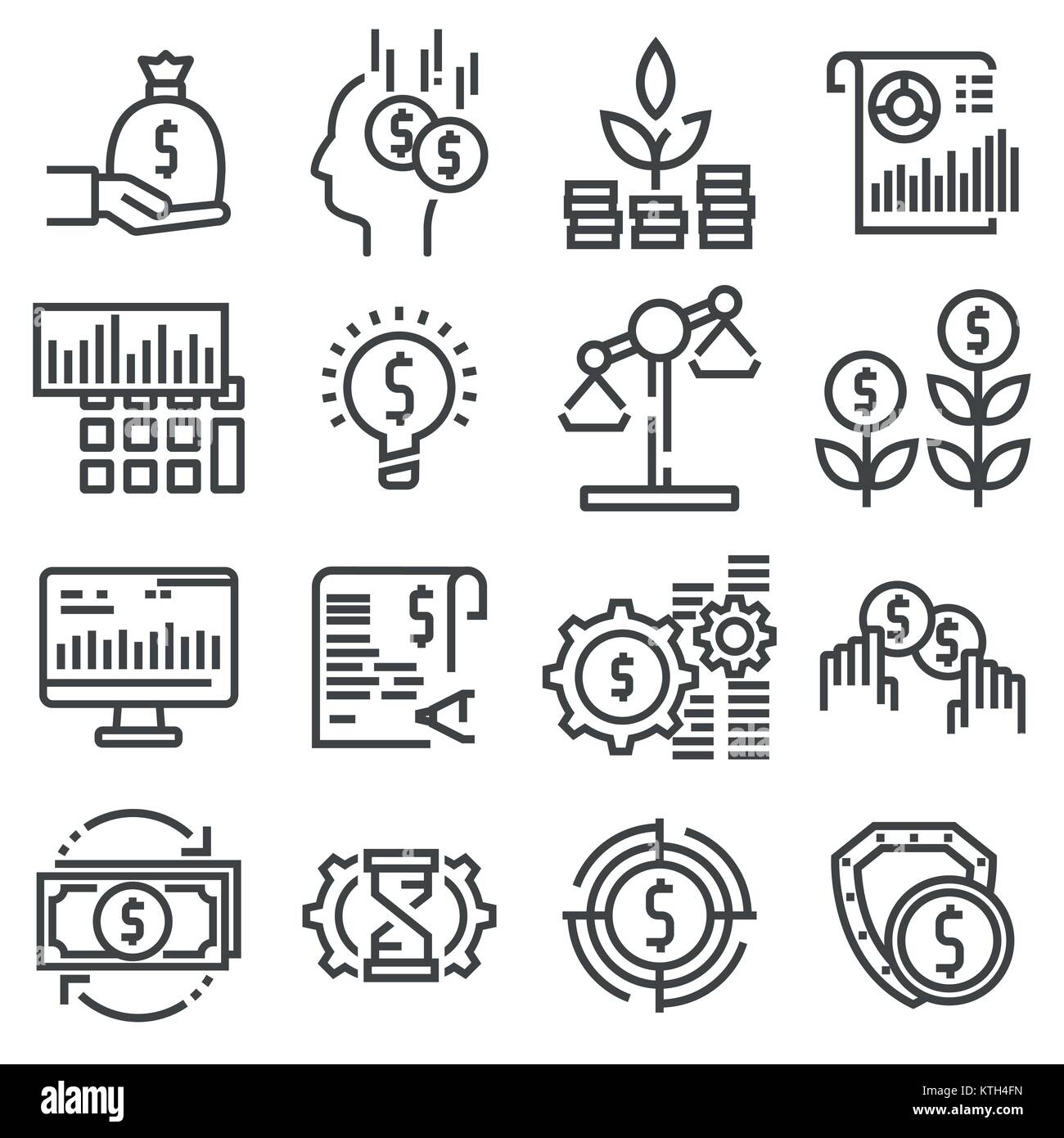 Vector Investment icon set in thin line style on white background Stock ...
