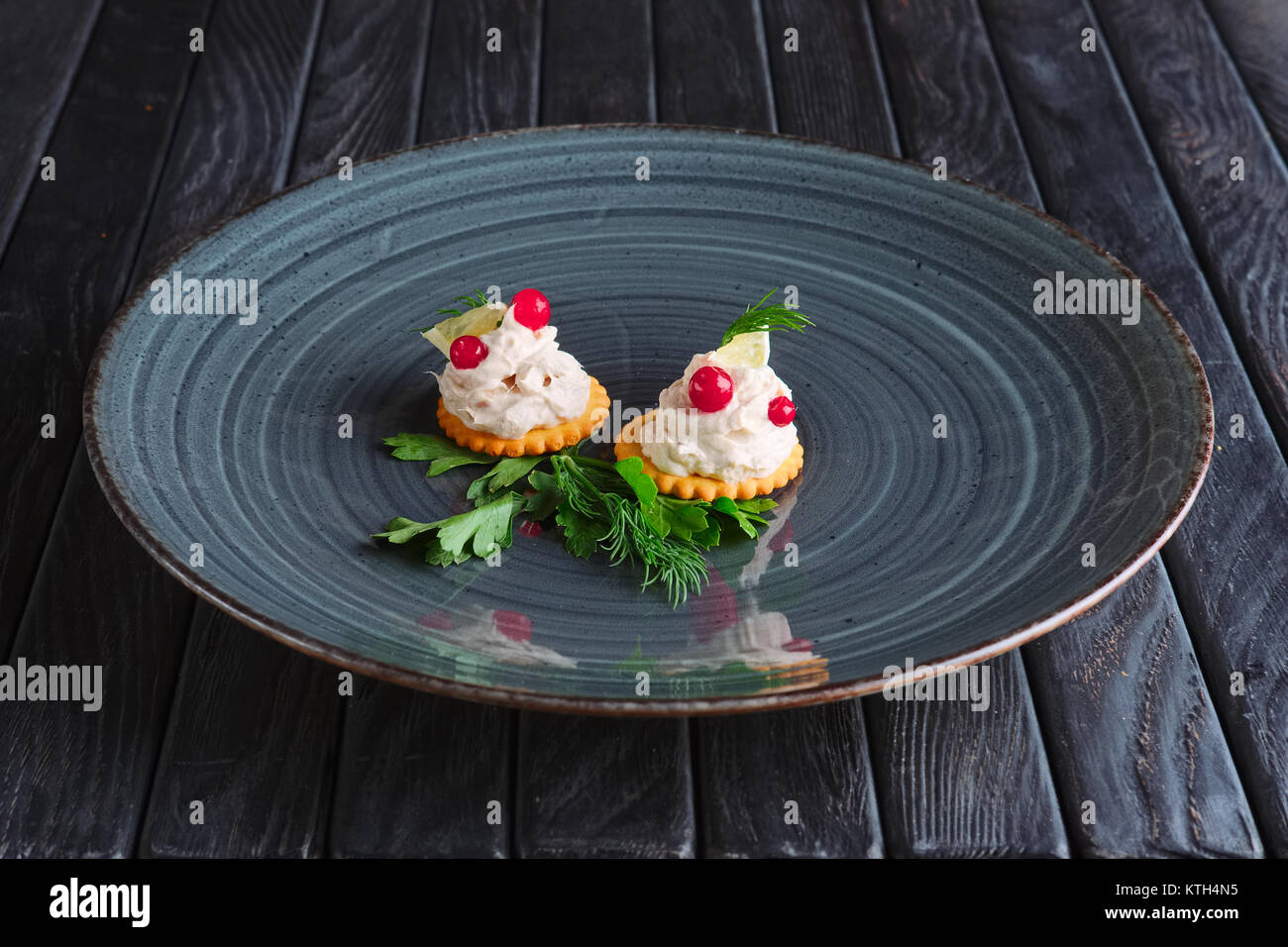 Appetizer for reception. Fish pate with lemon and cranberry Stock Photo ...