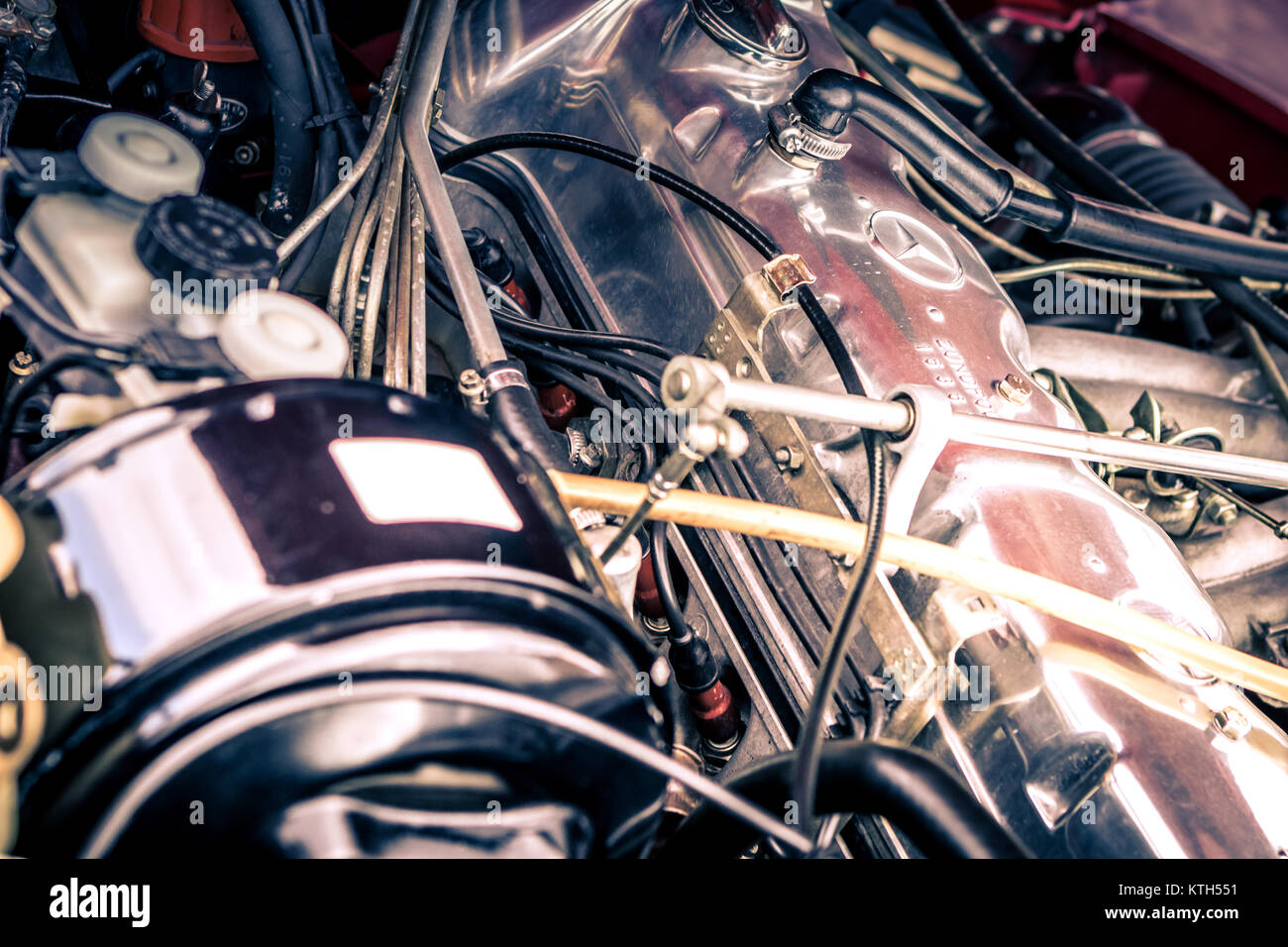 Ludwigsburg, Germany - April 23, 2017: Engine of a Mercedes-Benz ...
