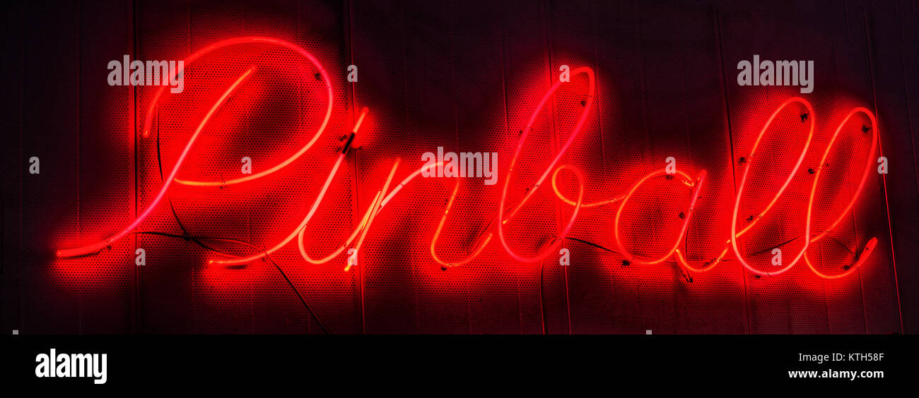 Pinnball neon sign Stock Photo - Alamy