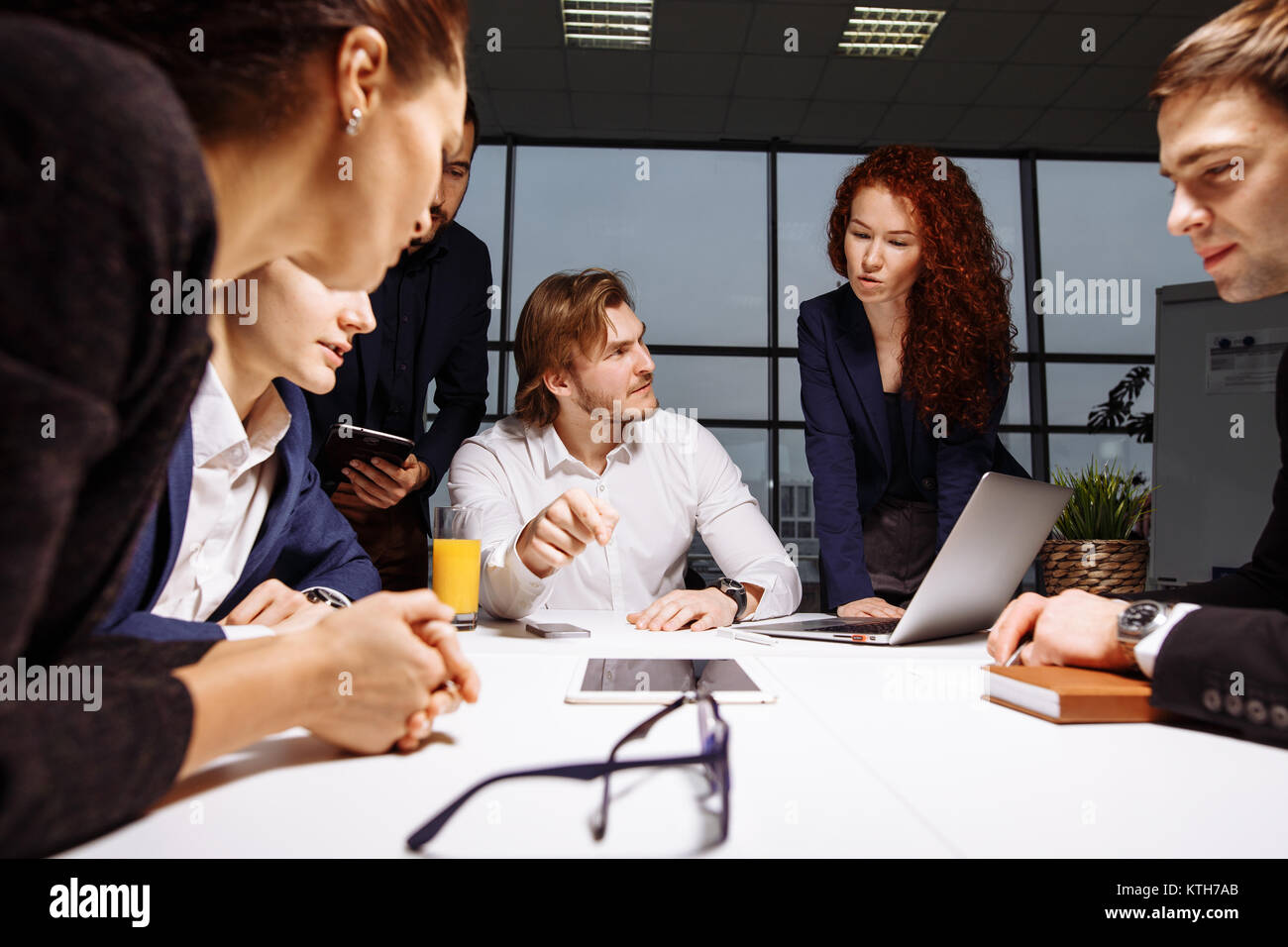 boss leader coaching in office. On job training. Business and Education ...