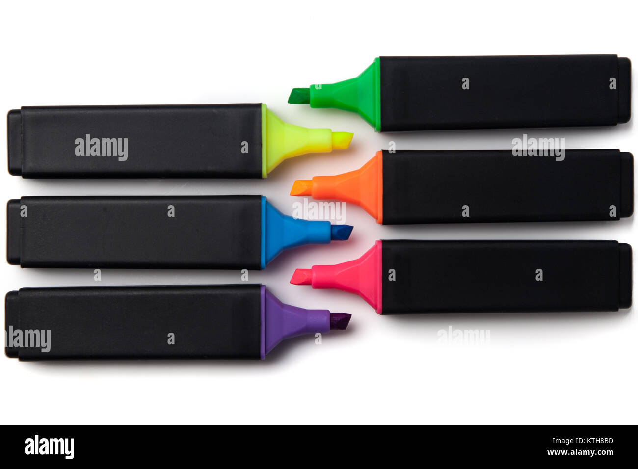 Set Of Highlighter Pens in a pattern on white background Stock Photo ...