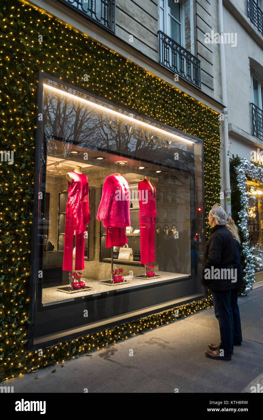 Paris, France, Avenue Montaigne, Givenchy Luxury Shops, Christmas ...