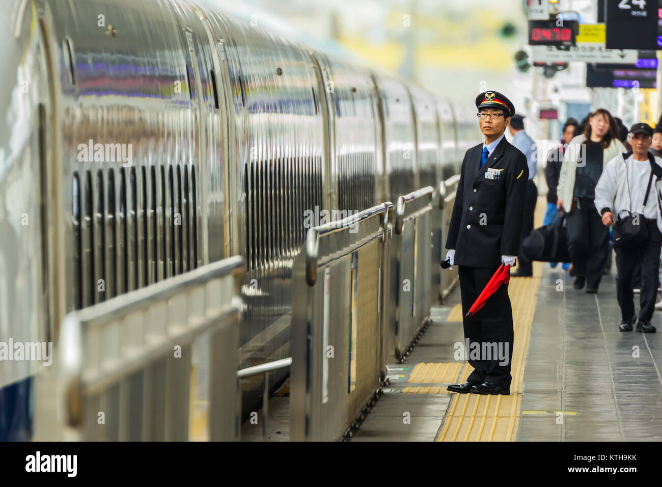 OKAYAMA, JAPAN - NOVEMBER 17: Train Conductor in Okayama, Japan on ...
