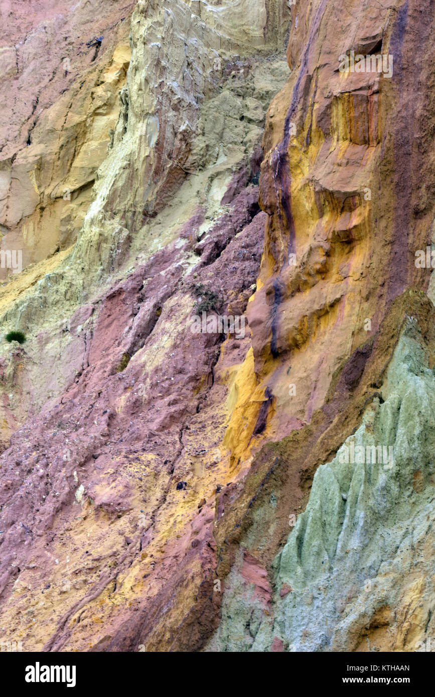 the coloured sands in the cliffs at Alum bay at the needles on the isle ...