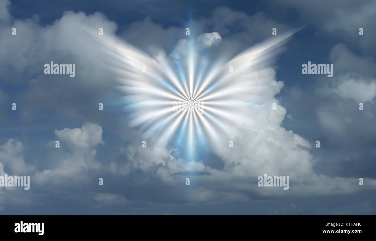 Winged star in cloudy sky. 3D rendering Stock Photo - Alamy