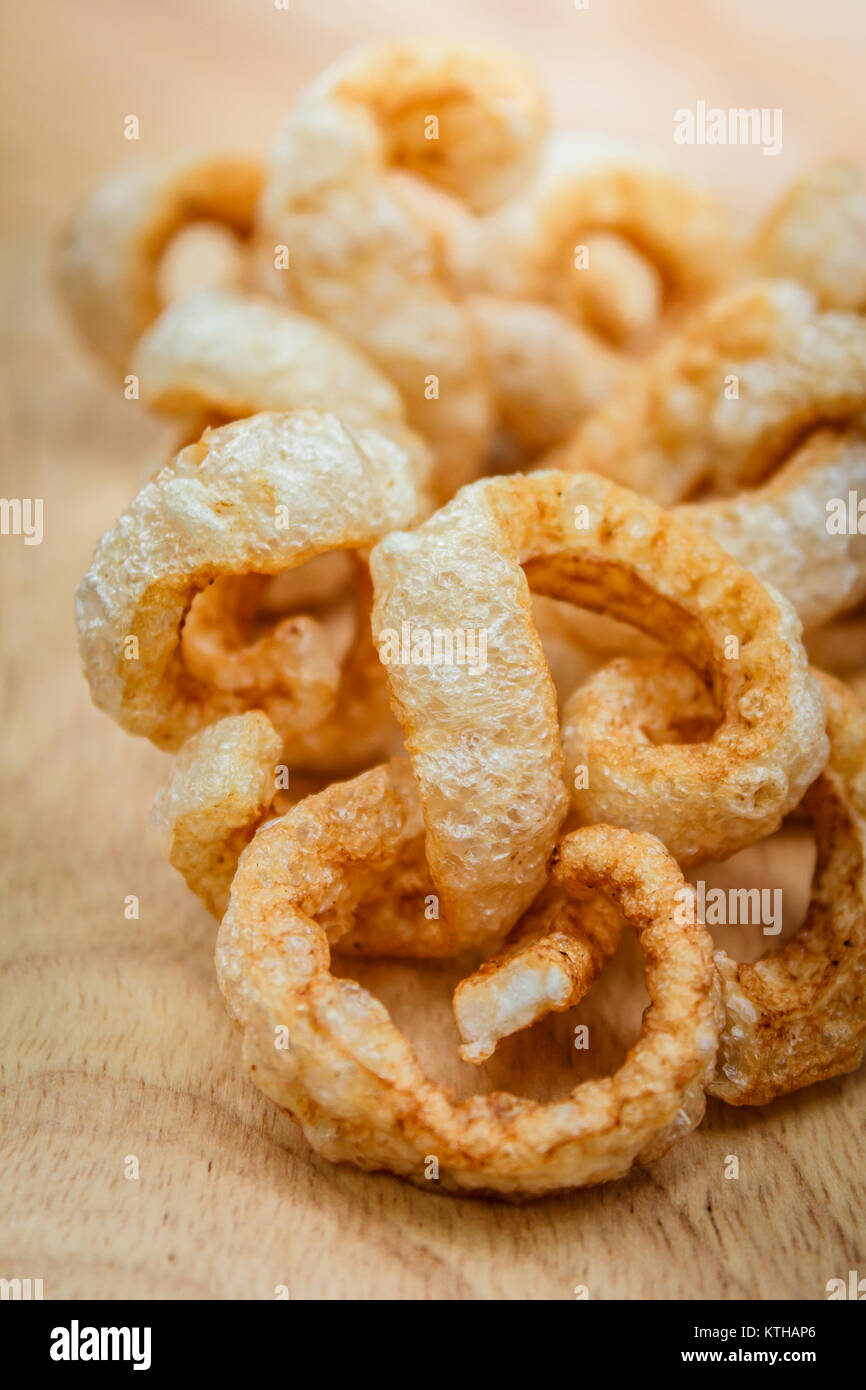 pork snack, pork rind, pork scratching, pork crackling Stock Photo - Alamy