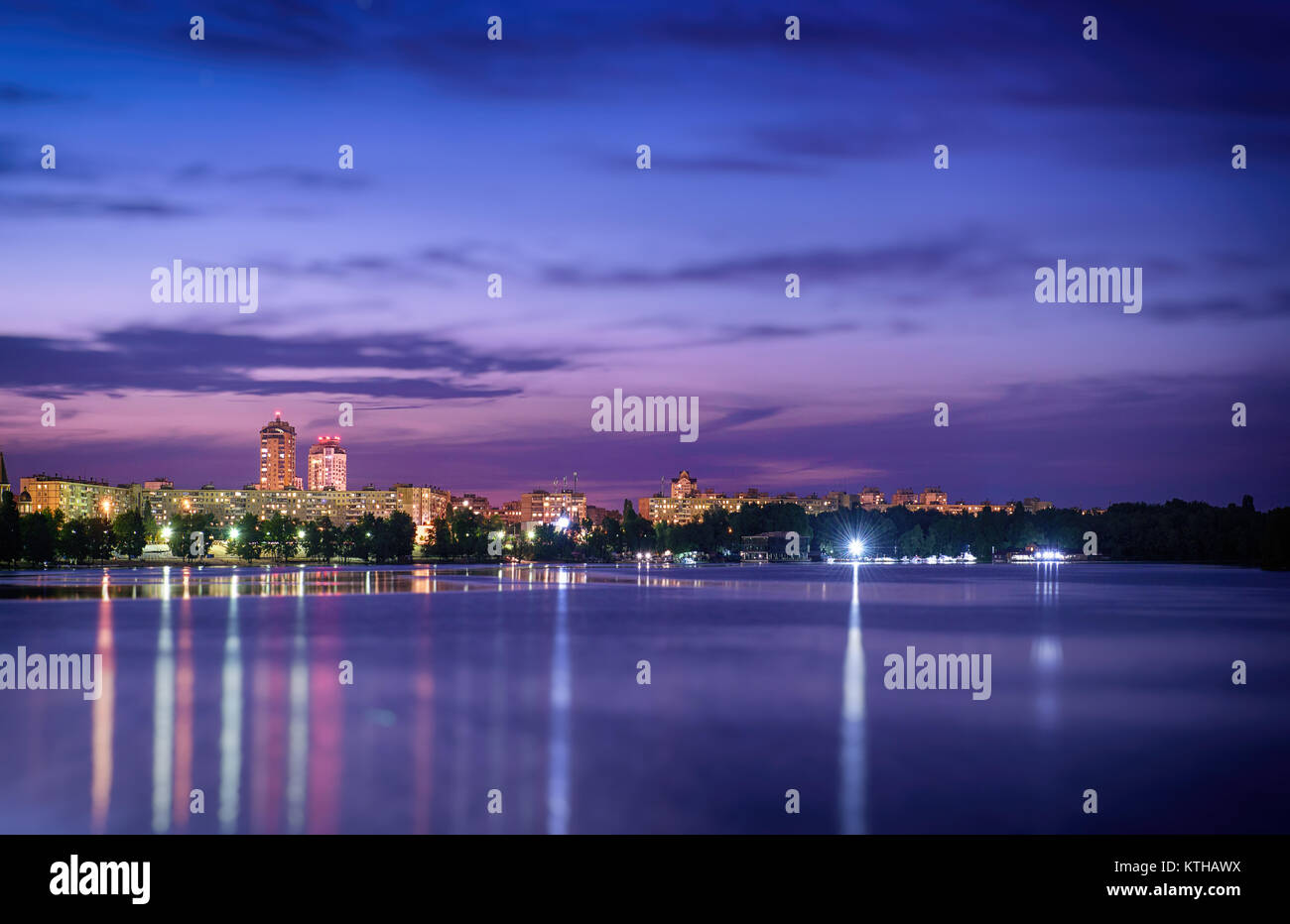 Night embankment with illumination Stock Photo - Alamy