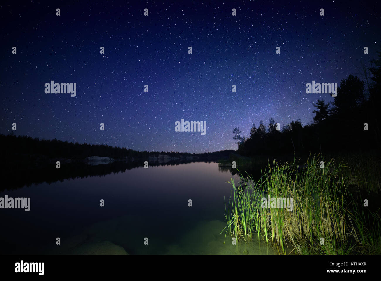 Lake at night Stock Photo - Alamy