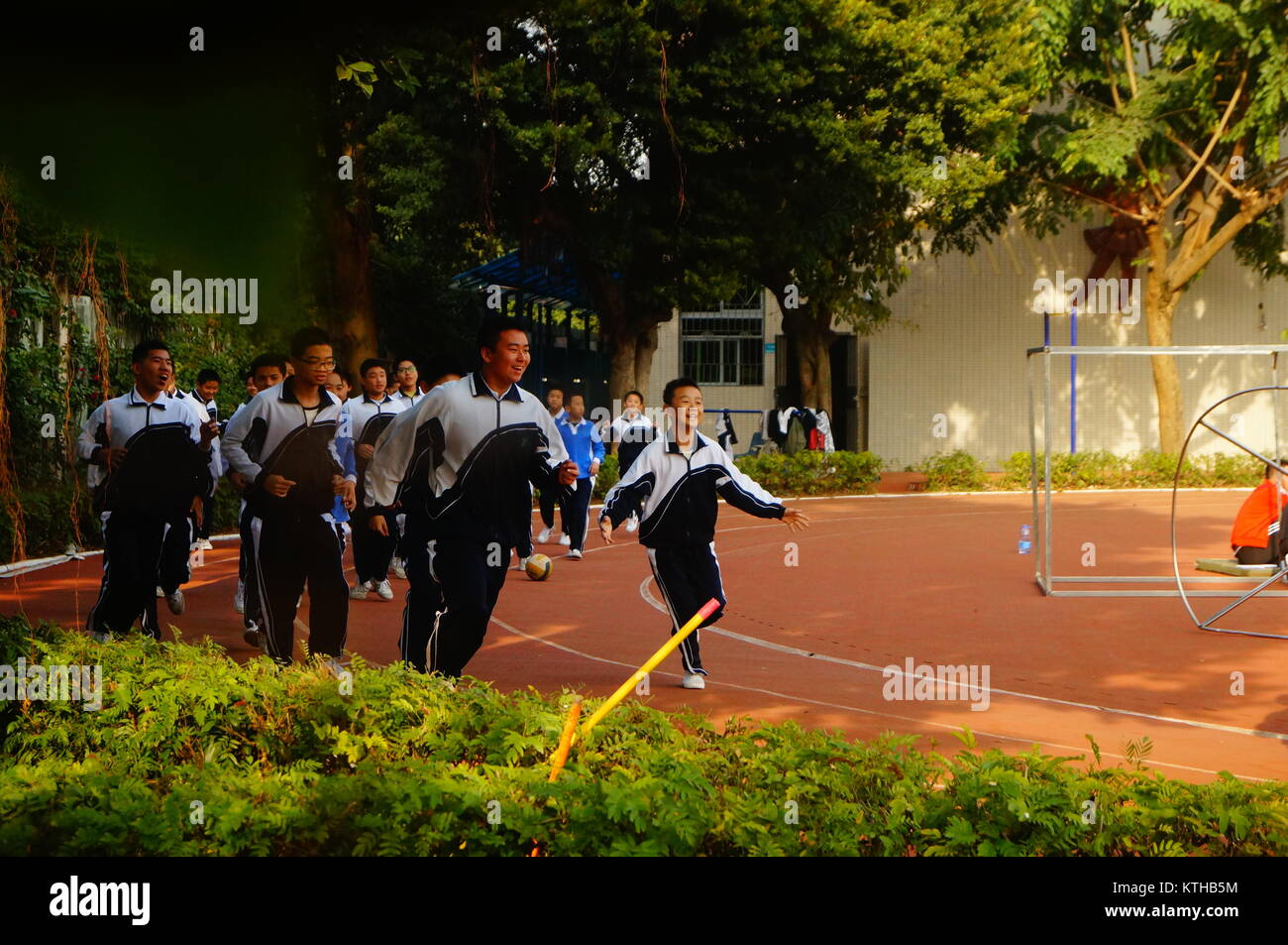Shenzhen, China: Middle School Students in Physical Education Stock ...