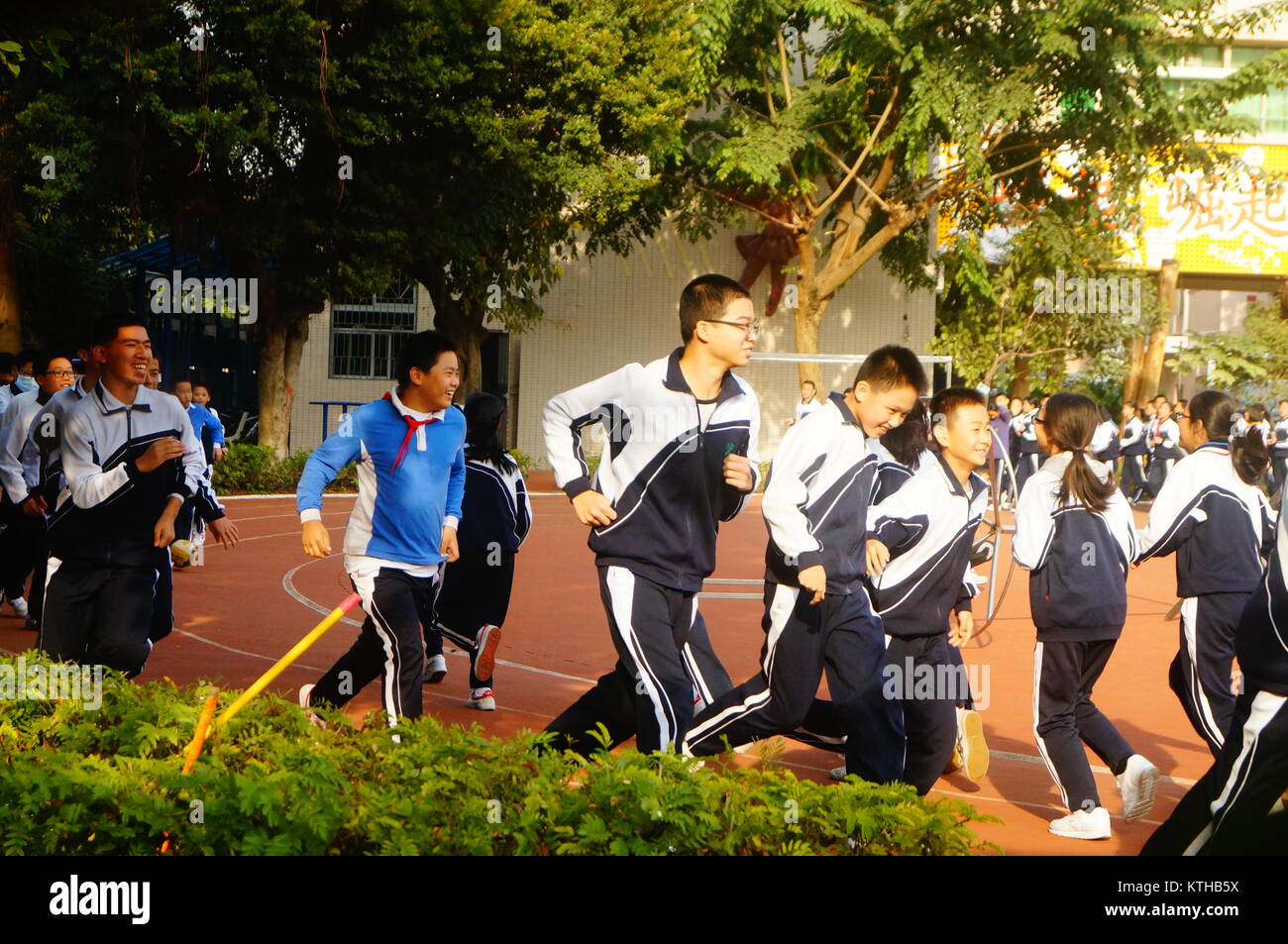 Shenzhen, China: Middle School Students in Physical Education Stock ...