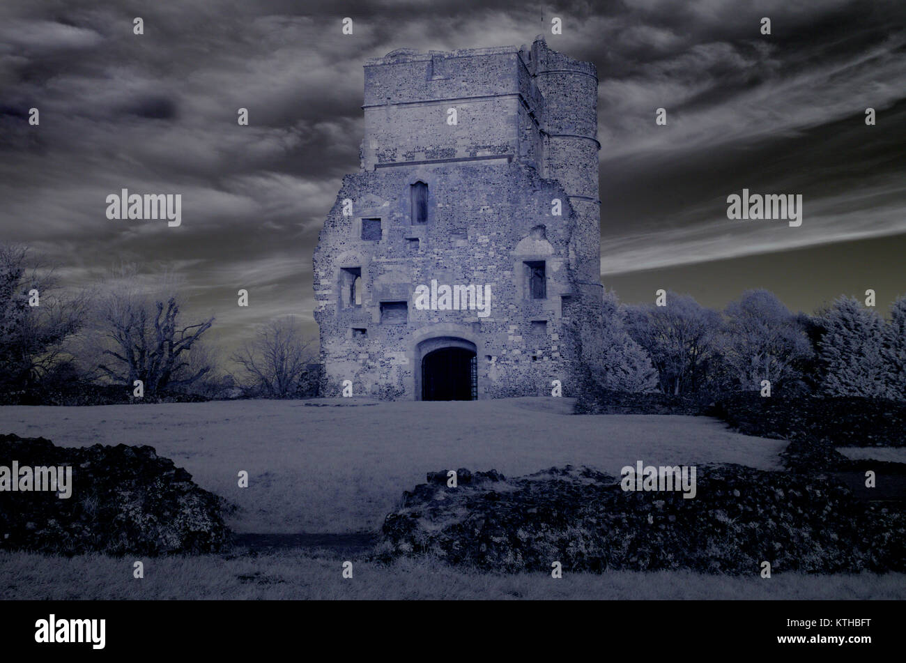 Infrared image of Donnington Castle Stock Photo - Alamy