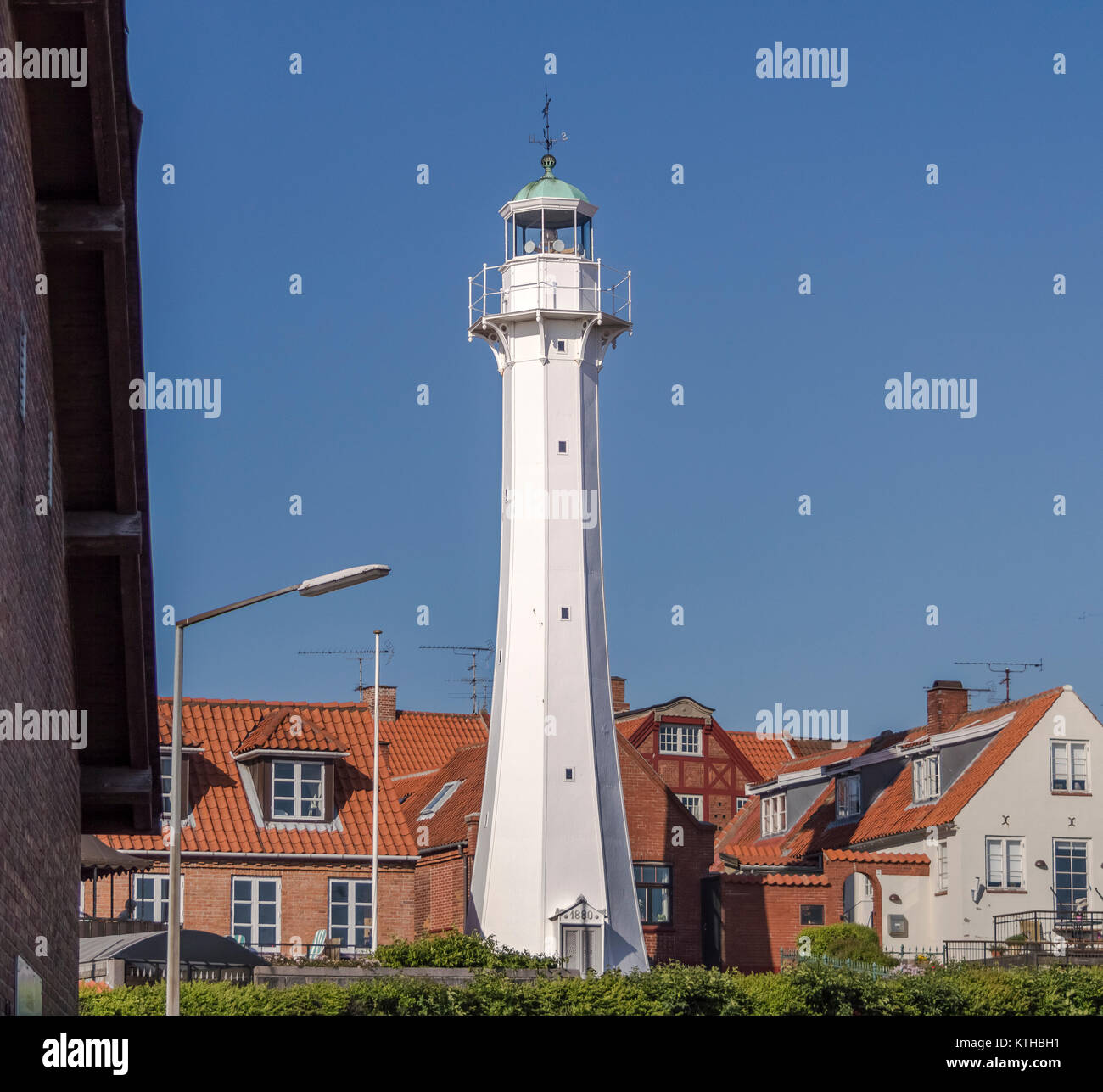 White lighthouse in Ronne.Ronne, Bornholm - July 31, 2010White ...
