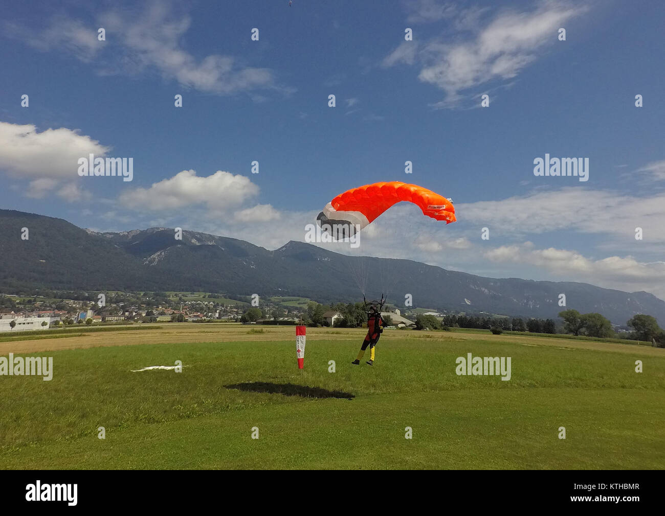 Look at this skydiving girl which is approaching the dedicated landing ...