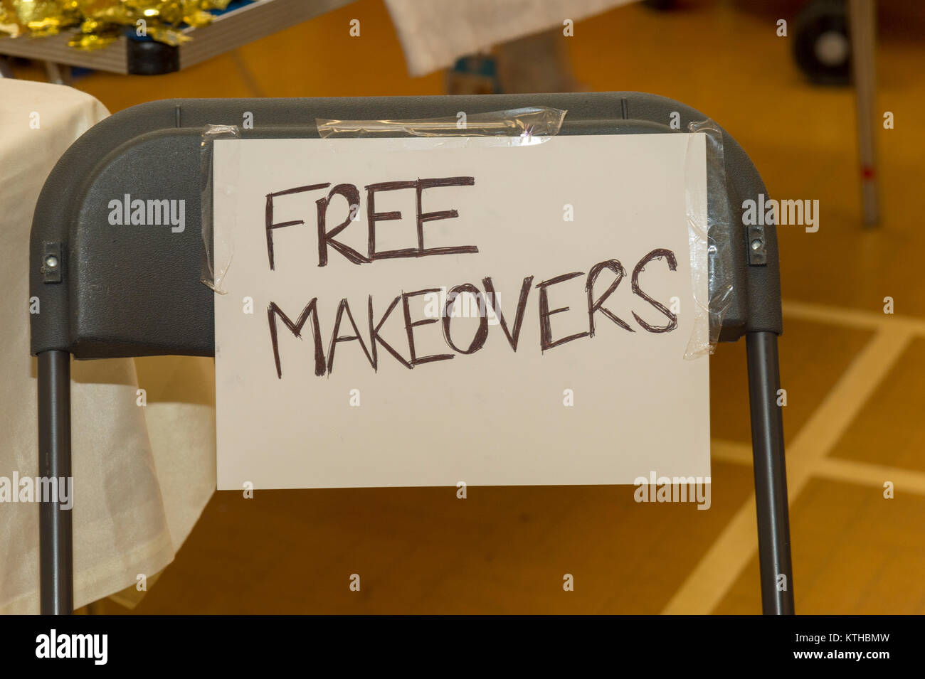 Hand made sign advertising makeup makeovers Stock Photo - Alamy