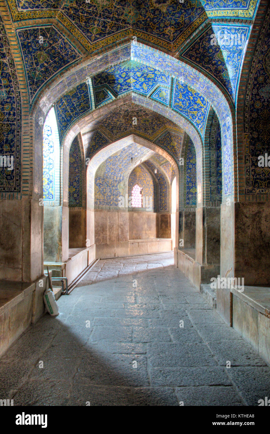 Beautiful decoration inside the Shah mosque or Imam (Emam) mosque on ...