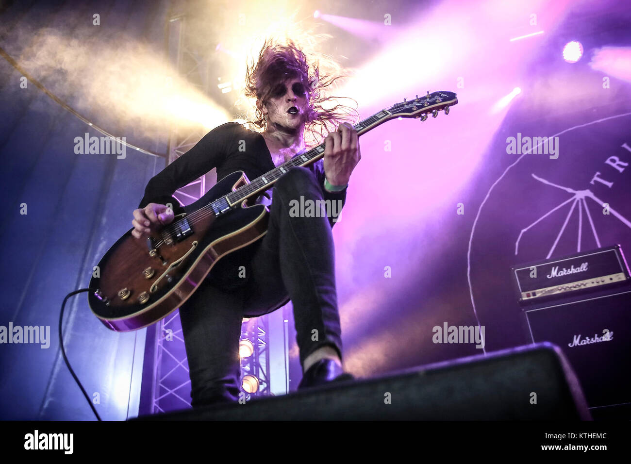 The Swedish death metal band Tribulation performs a live concert at the ...