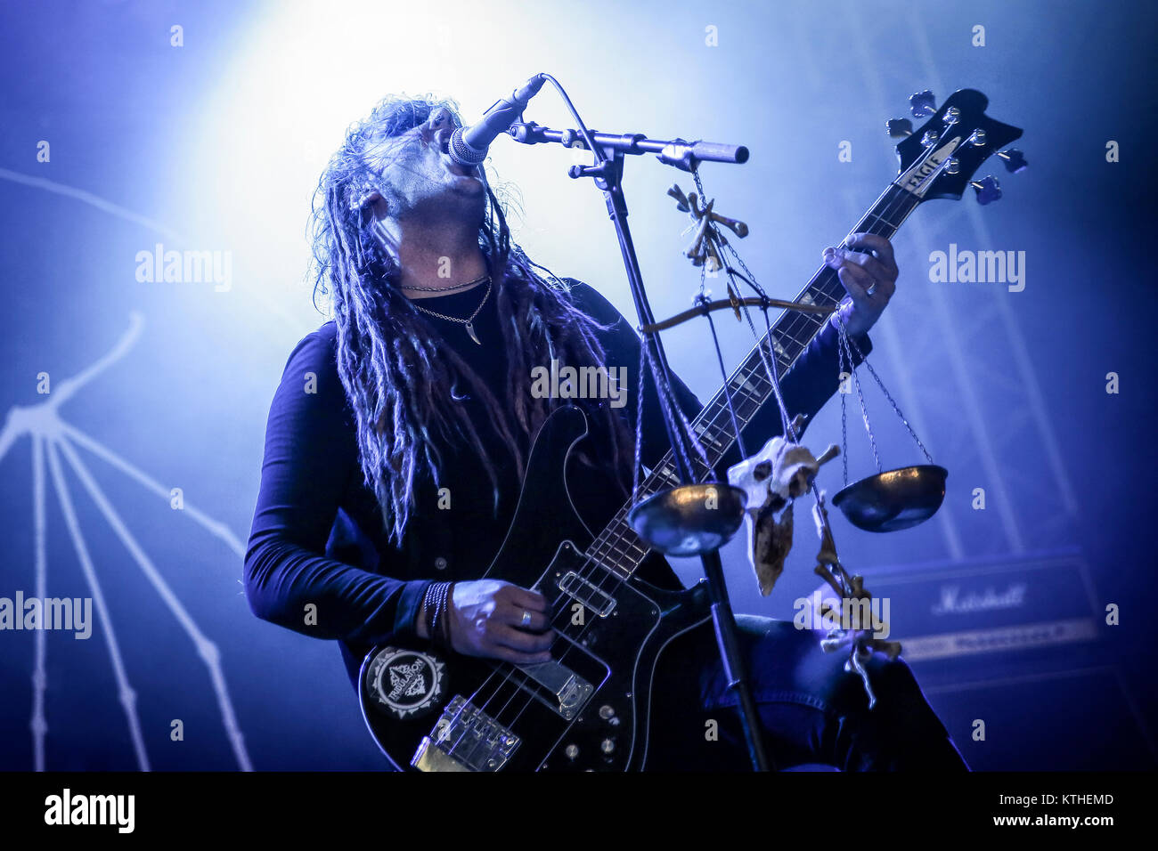 The Swedish death metal band Tribulation performs a live concert at the ...