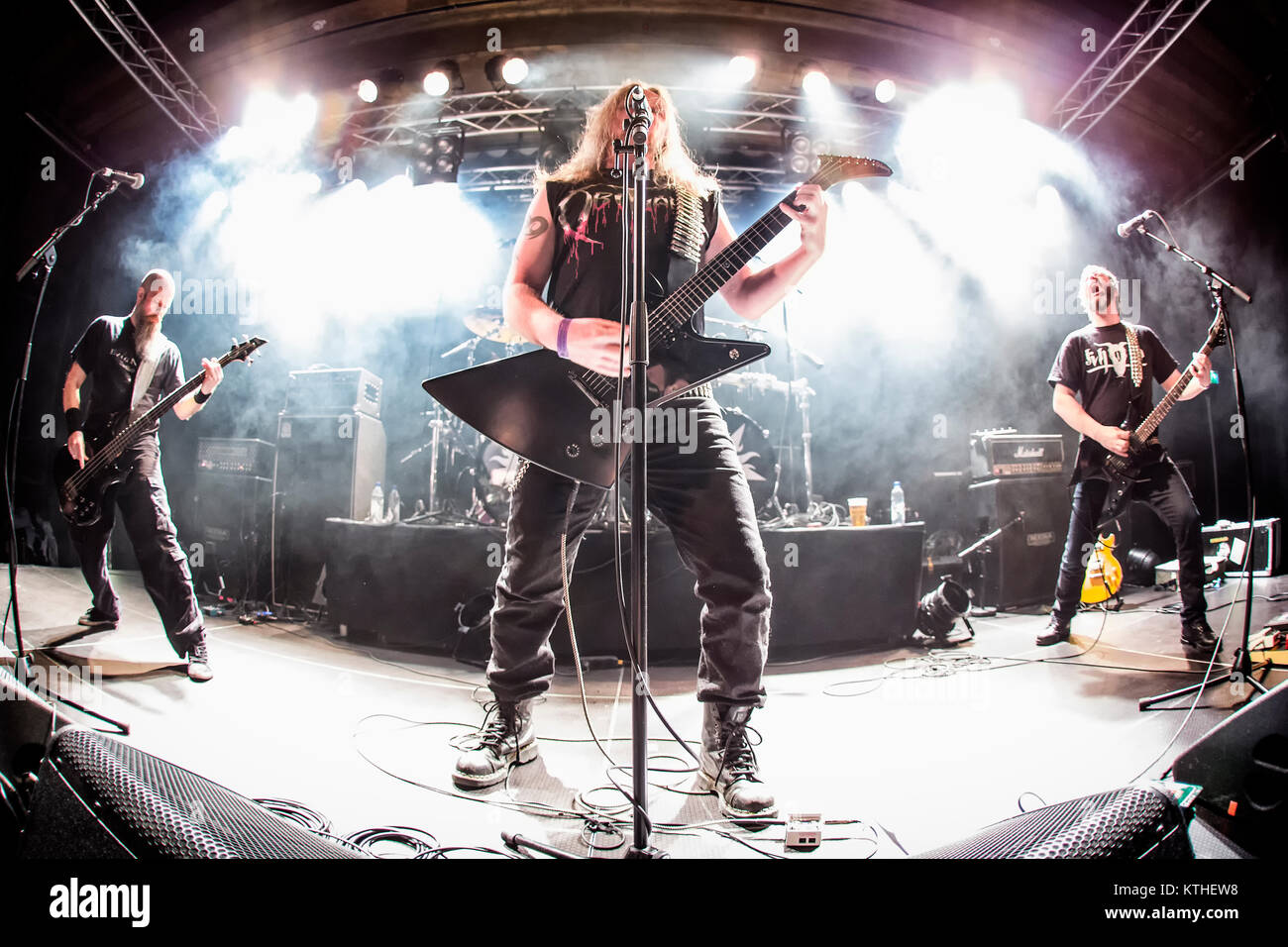 The Norwegian black and thrash metal band Vesen performs a live concert ...