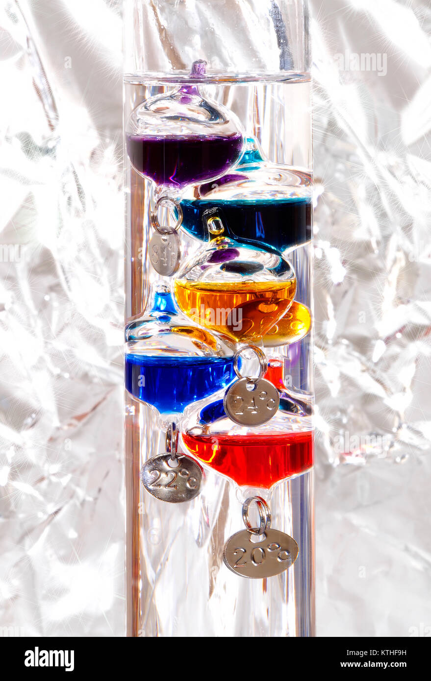 Galileo Thermometer with Mylar background Stock Photo - Alamy