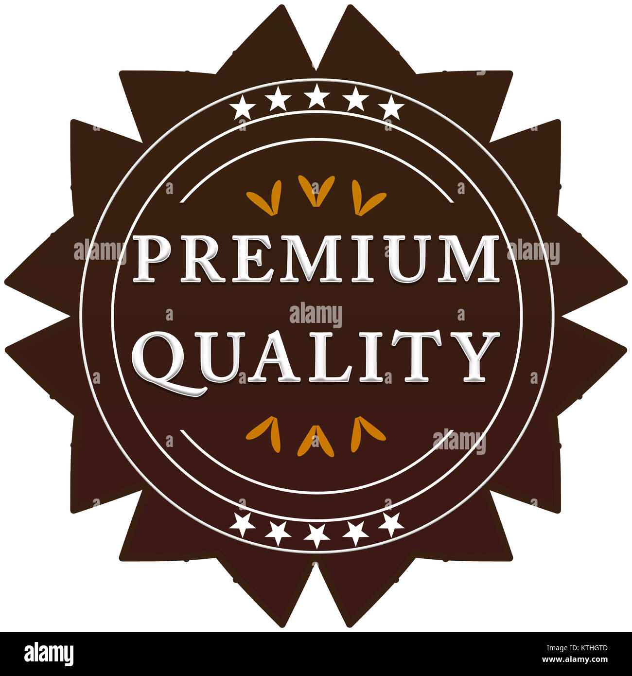 Premium quality badge on a white background with stars Stock Photo - Alamy