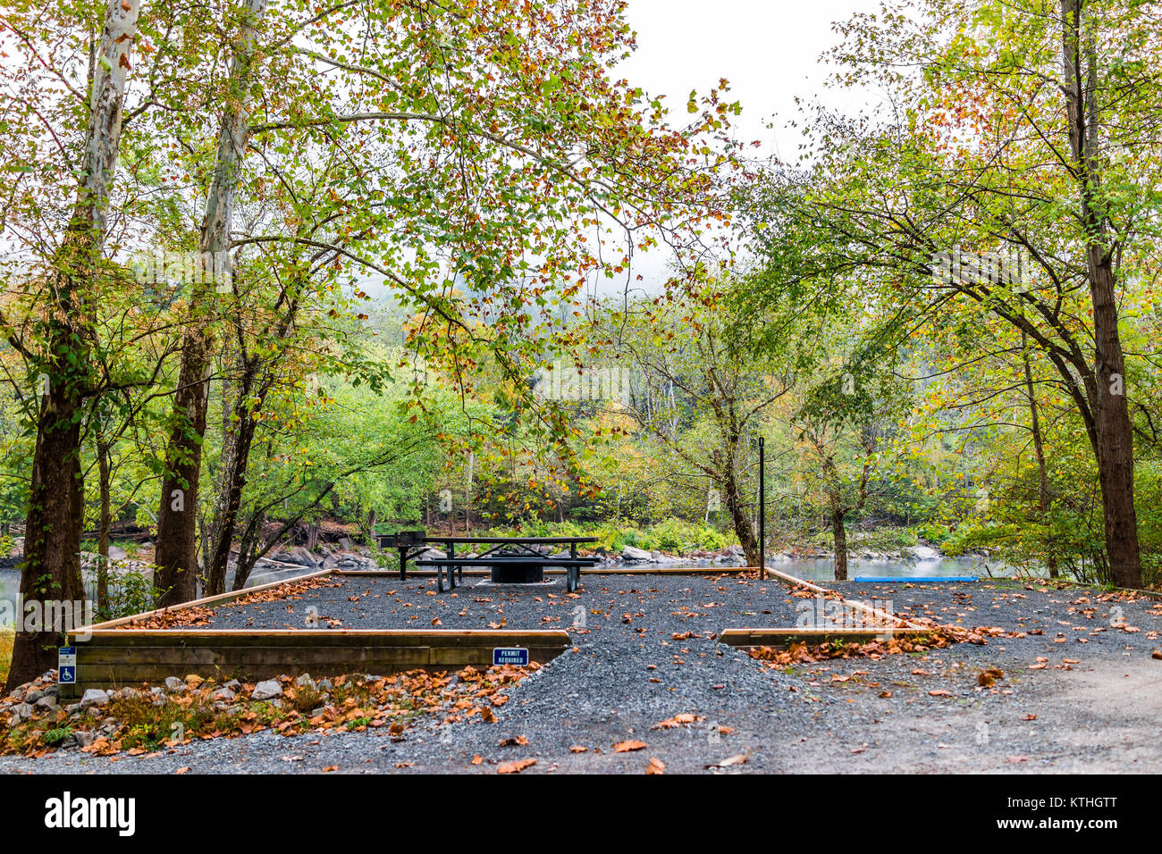 Empty permit required campground site for disabled people with car spot ...