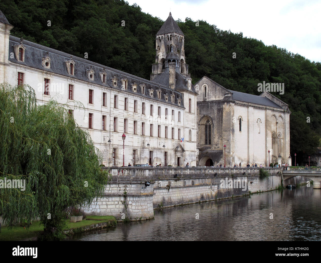 Brantome en Perigord, Abbaye de Saint Pierre de Brantome and City hall ...