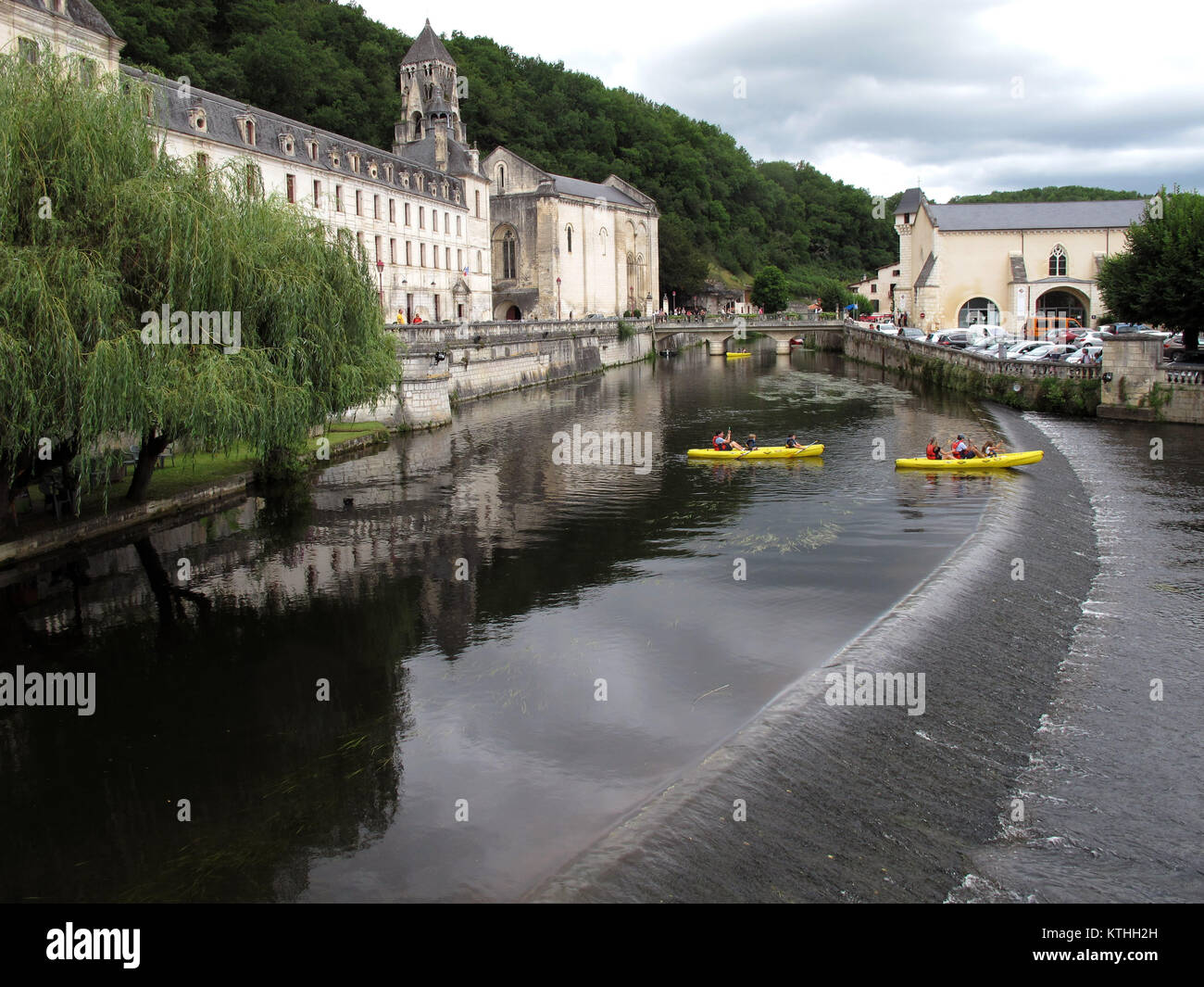 Brantome en Perigord, Abbaye de Saint Pierre de Brantome and City hall ...