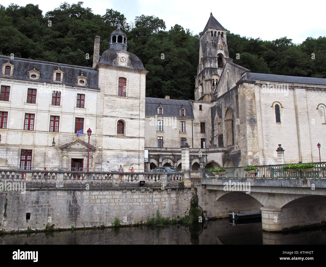 Brantome en Perigord, Abbaye de Saint Pierre de Brantome and City hall ...