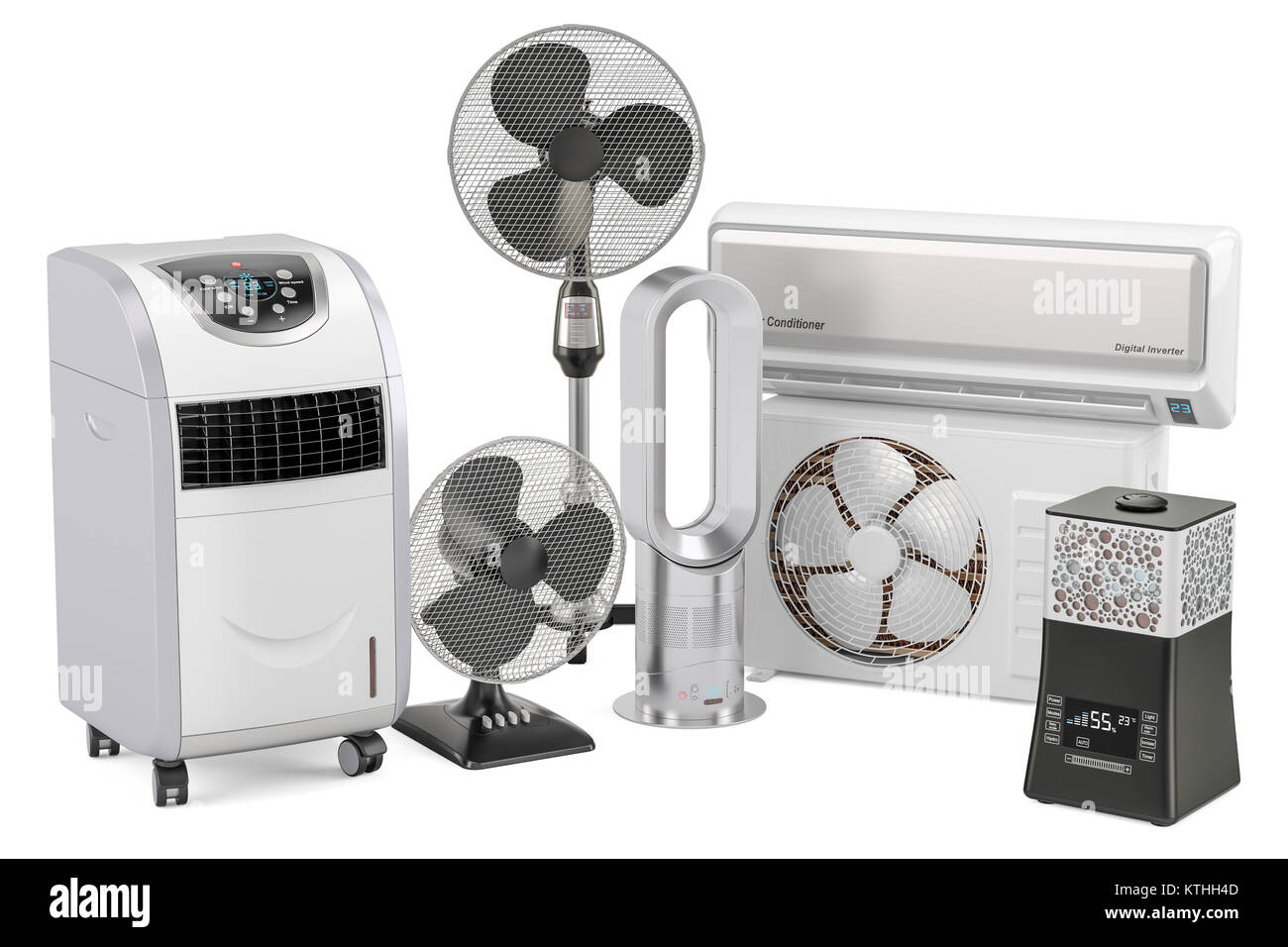 Cooling and climate electric equipment. 3D rendering isolated on white ...