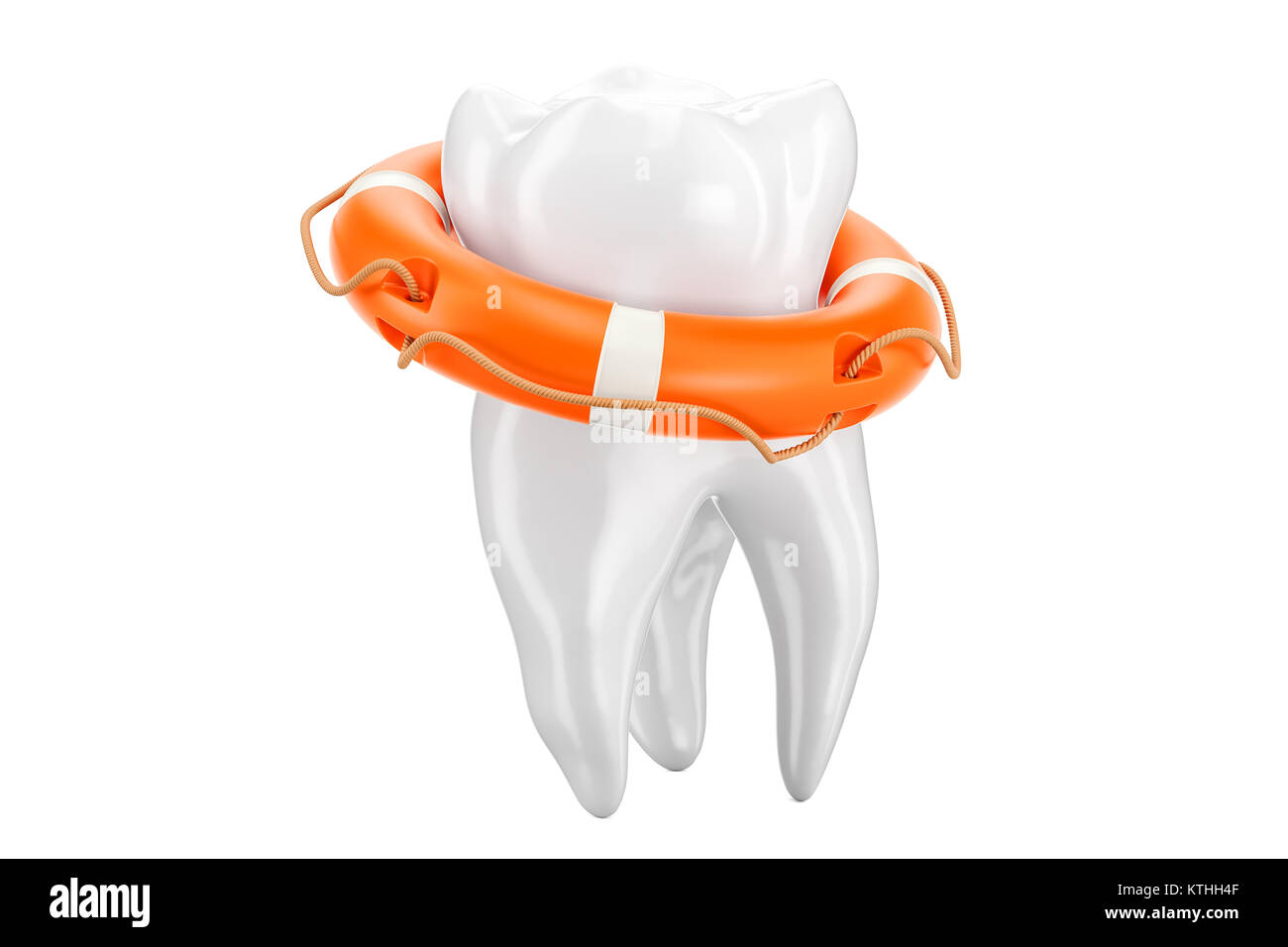 Dental first aid concept, tooth with lifebuoy. 3D rendering isolated on ...