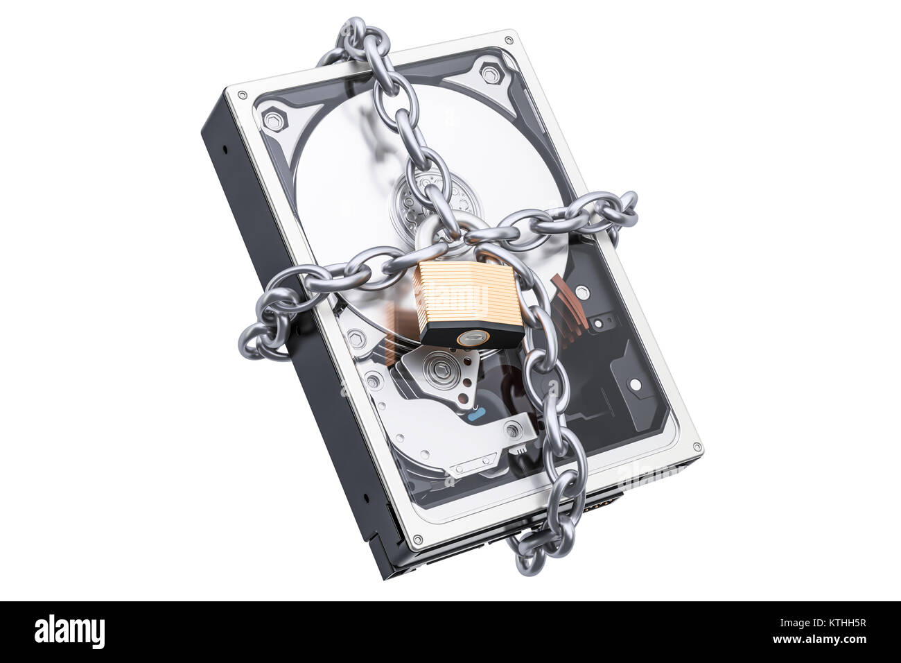 Hard Disk Drive HDD with chain and padlock. Security and protection ...