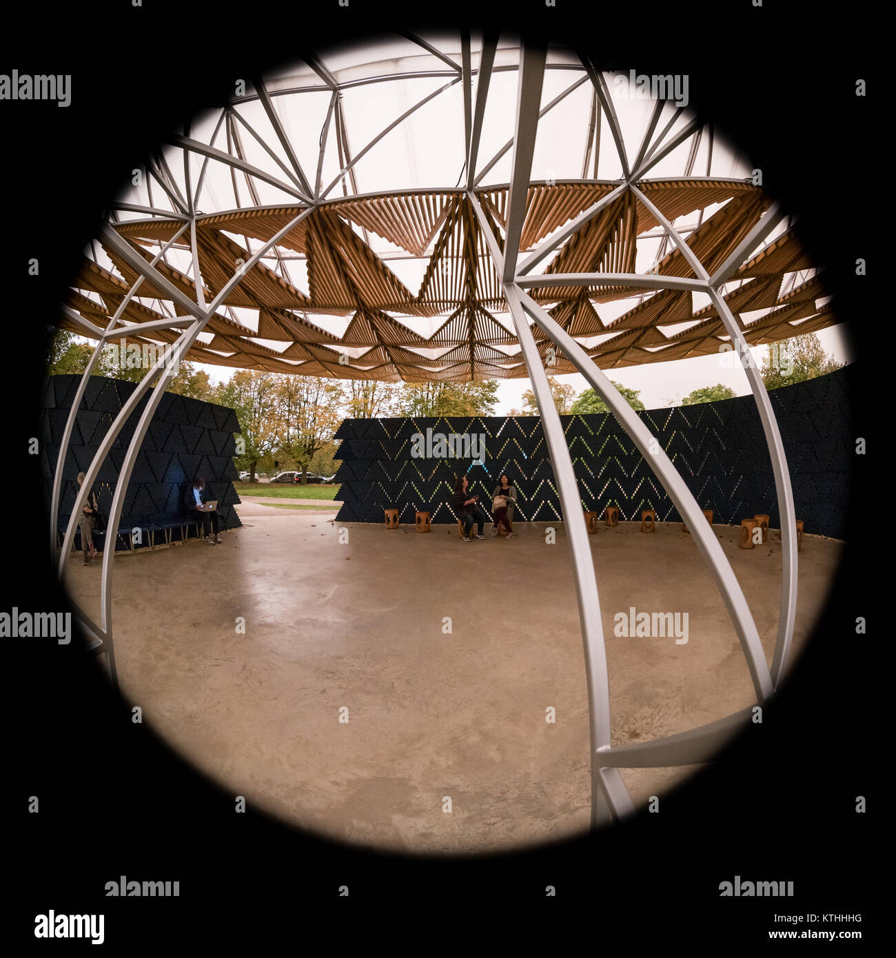 Serpentine Pavilion 2017, designed by Francis Kéré. On the day of Storm Ophelia Stock Photo - Alamy