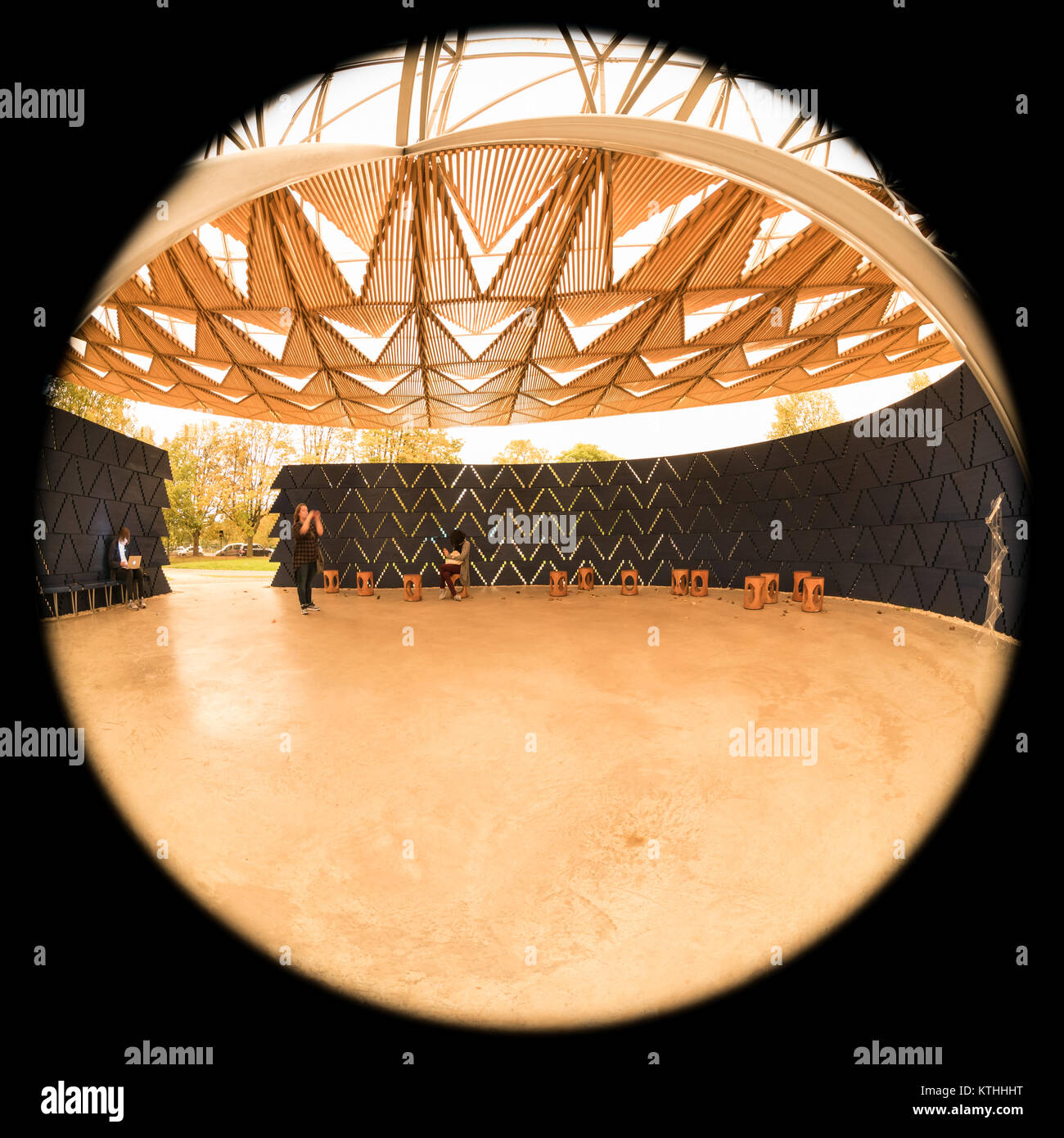 Serpentine Pavilion 2017, designed by Francis Kéré. On the day of Storm Ophelia Stock Photo - Alamy