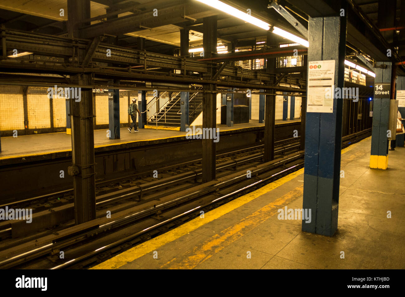 Night at 14 Street Station, New York City Stock Photo - Alamy