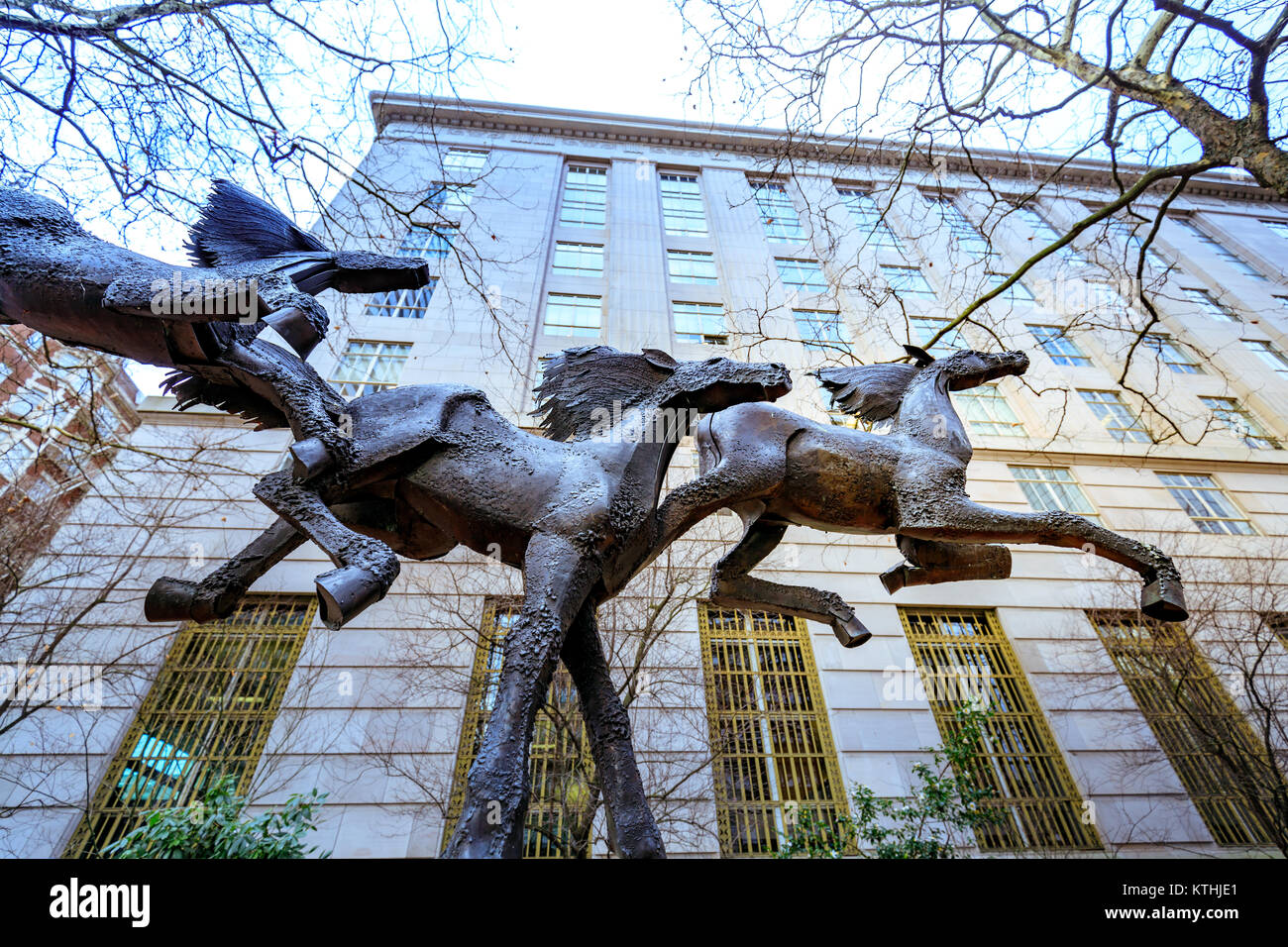 Portland, Oregon, United States - Dec 19, 2017: Three running horses ...