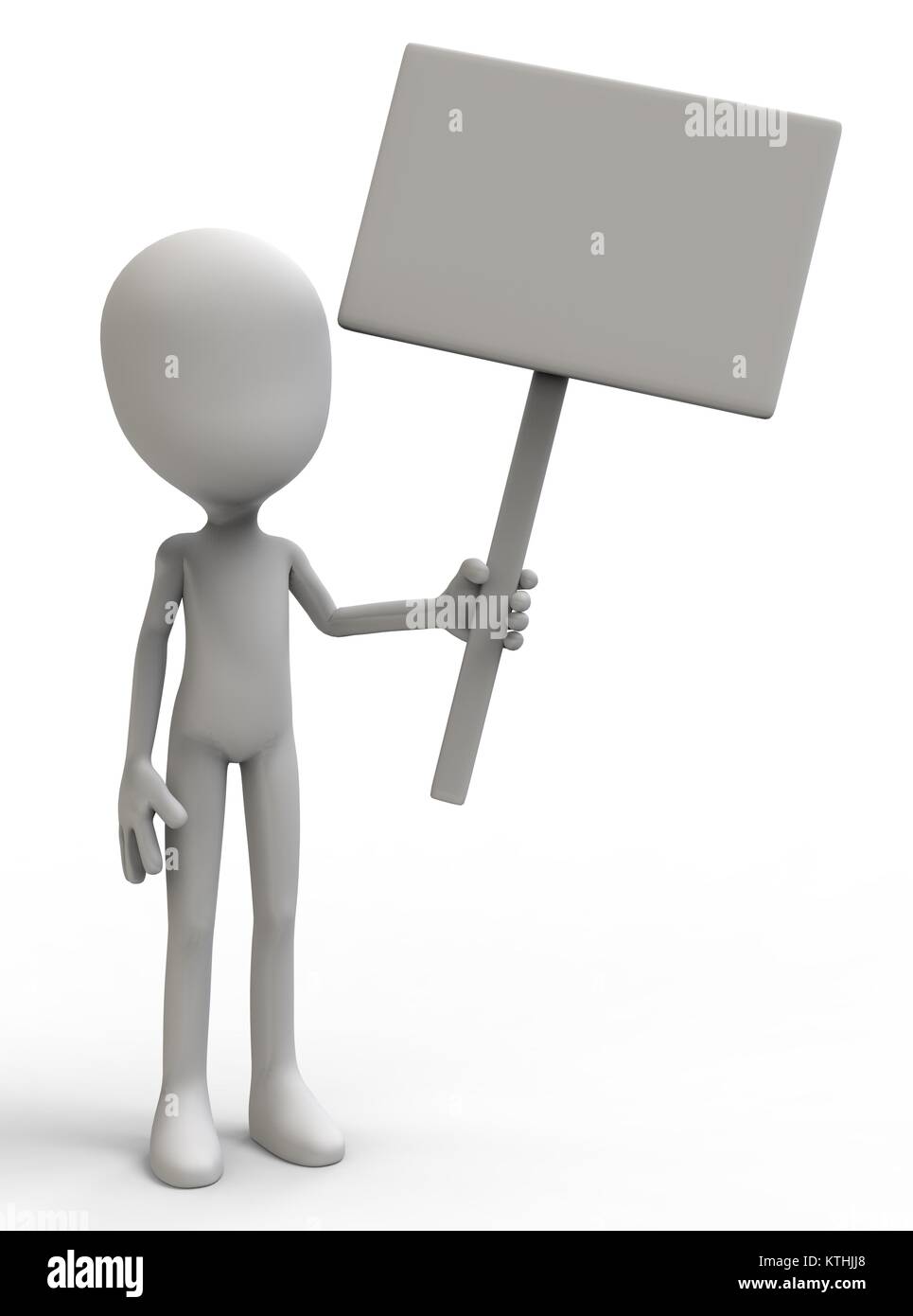 3D man with a sign isolated on white background 3d illustration Stock ...