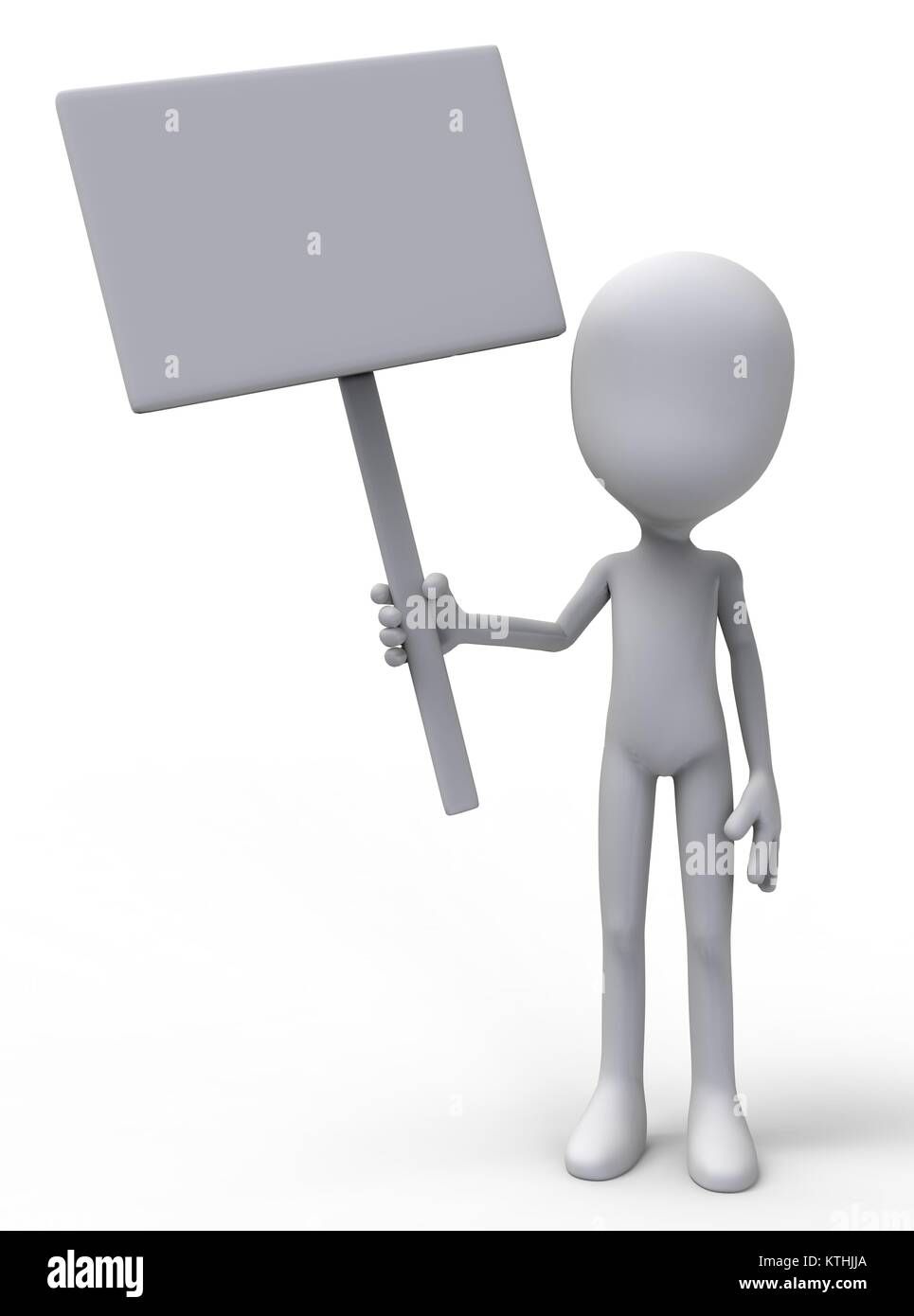 3D man with a sign isolated on white background 3d illustration Stock ...