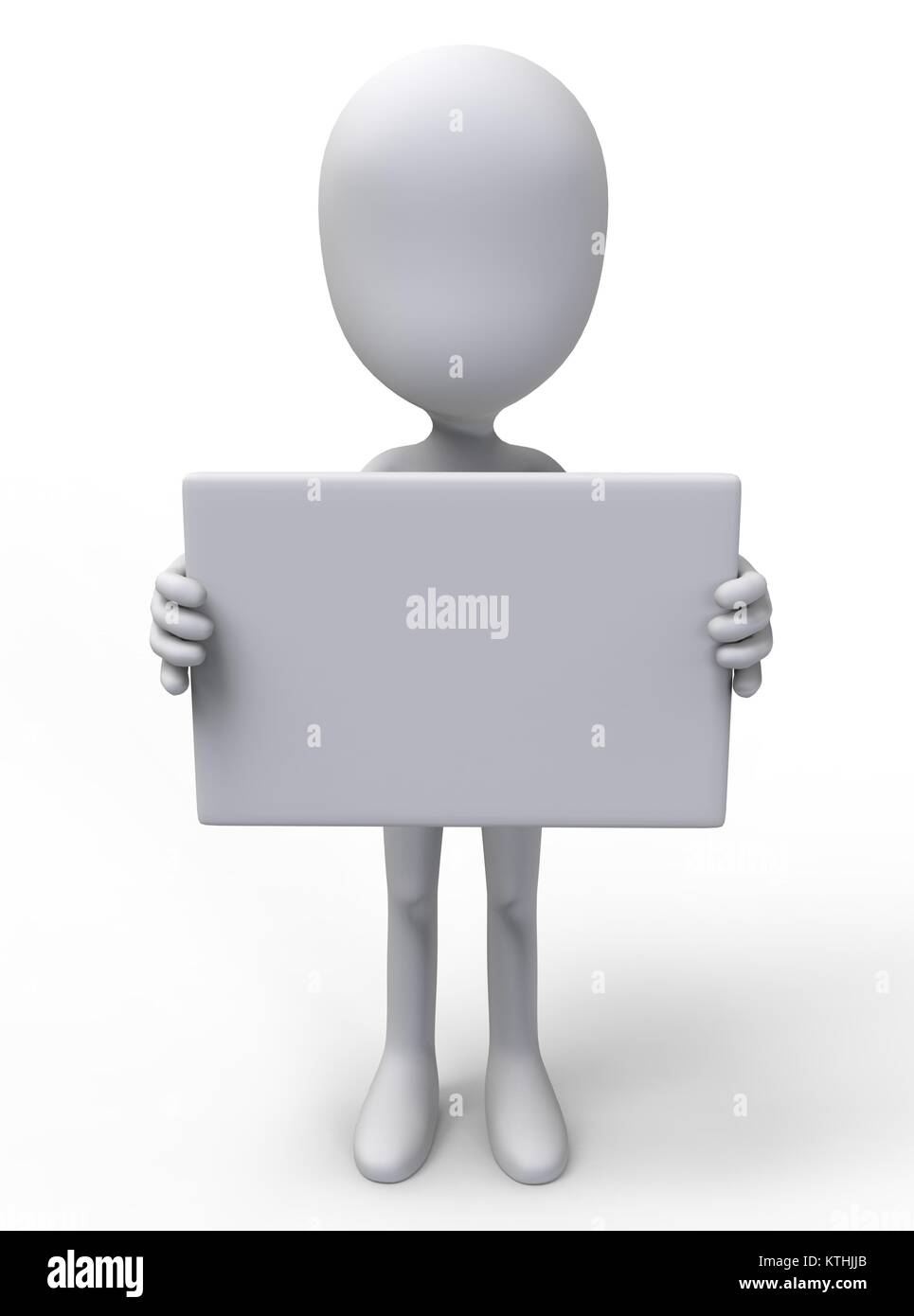 3D man with a sign isolated on white background 3d illustration Stock ...