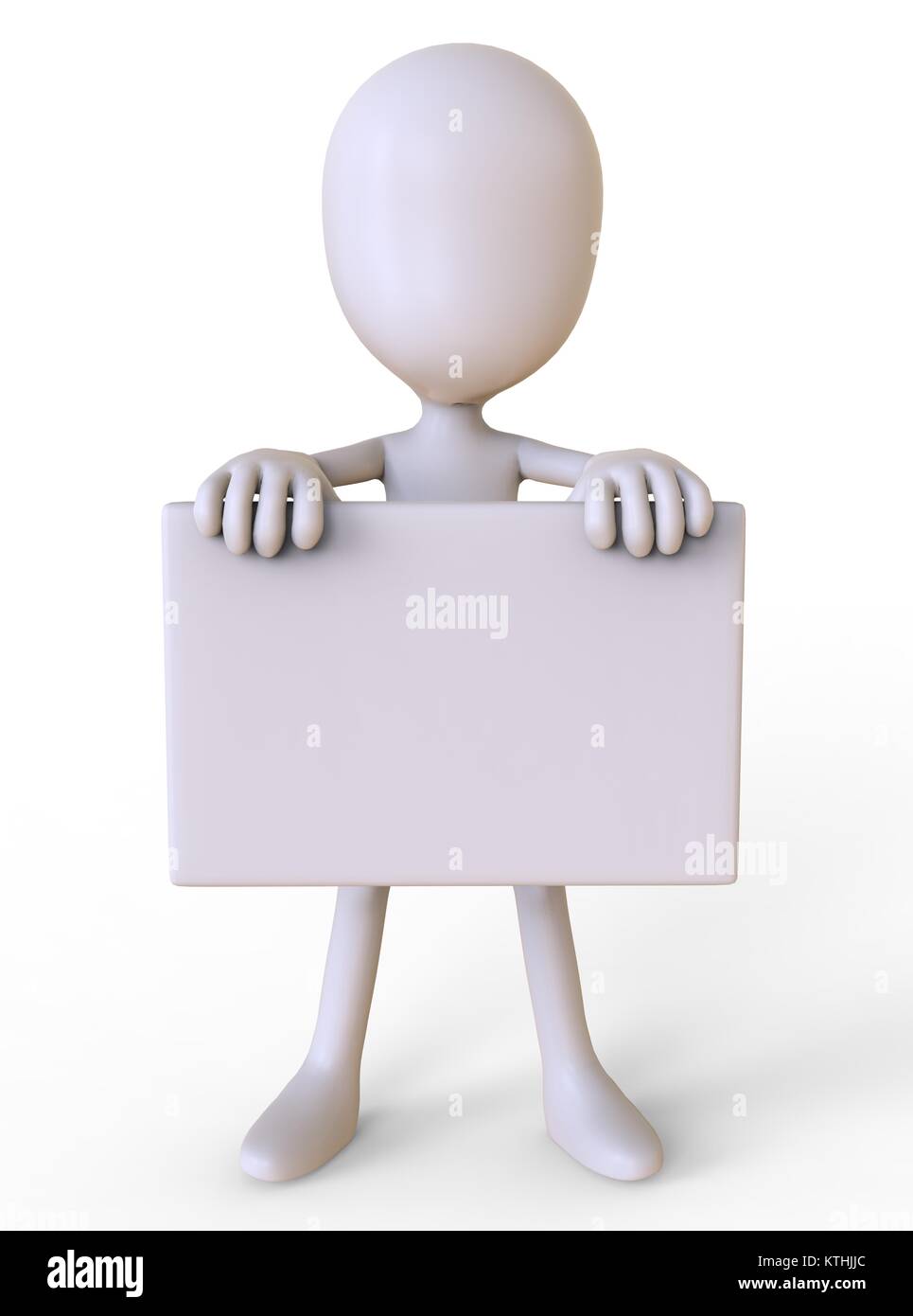 3D man with a sign isolated on white background 3d illustration Stock ...