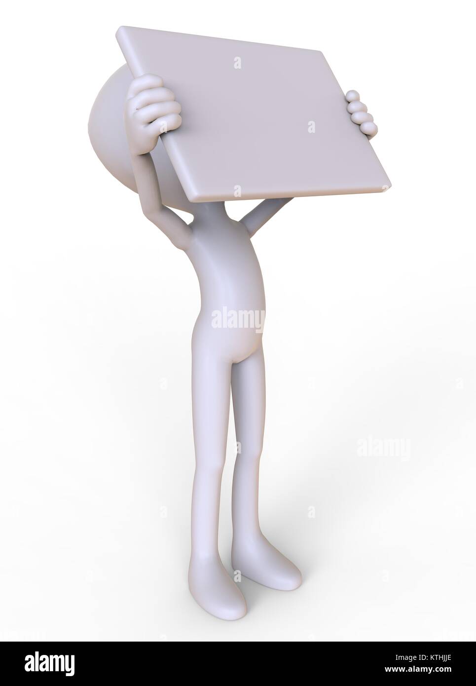 3D man with a sign isolated on white background 3d illustration Stock ...