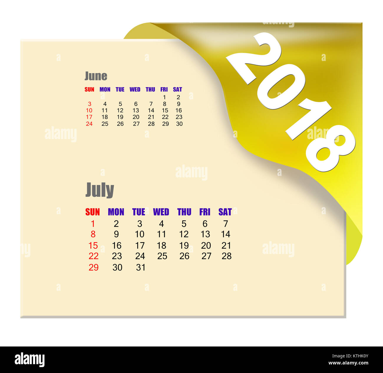 2018 July calendar Stock Photo - Alamy