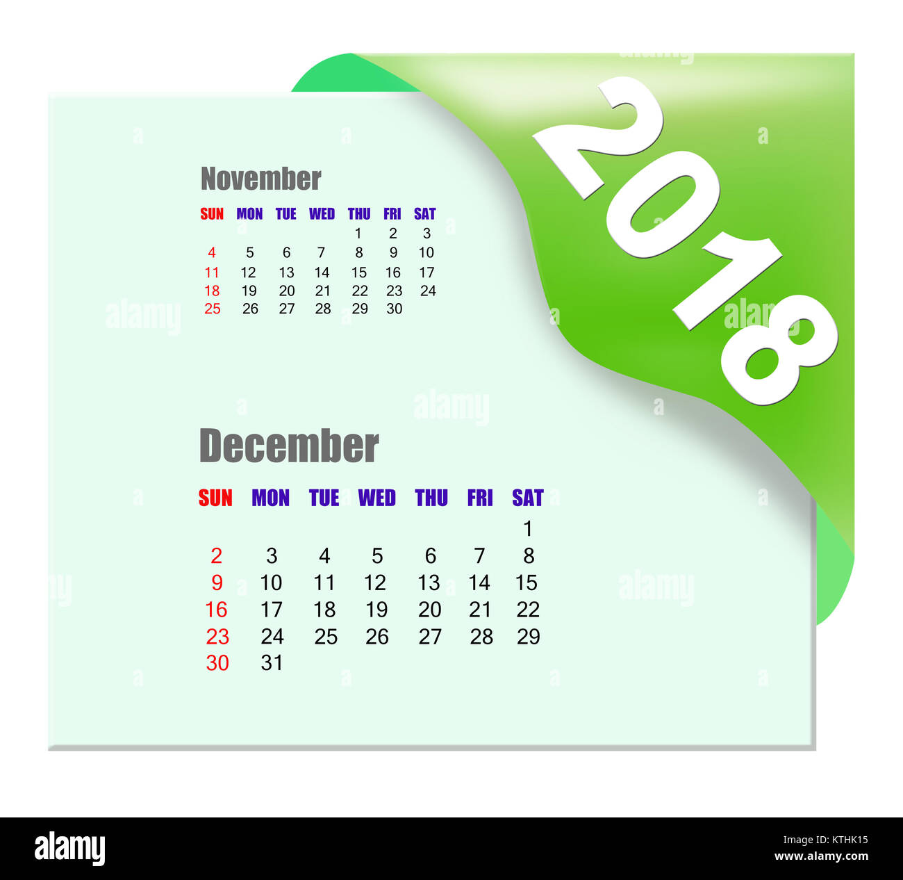 Illustration green calendar number Cut Out Stock Images & Pictures - Alamy